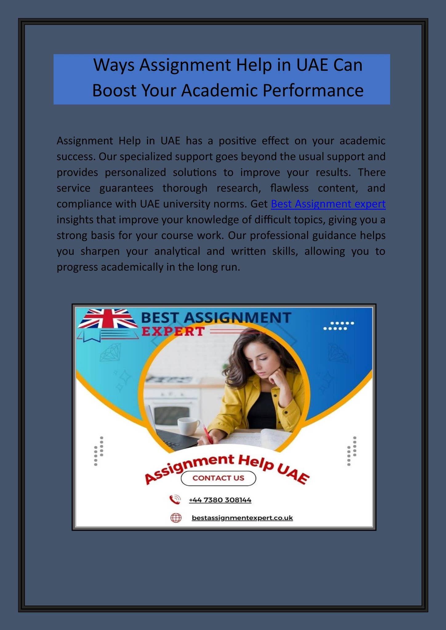 Expert Assignment Help in UAE: A Key to Academic Excellence by Best ...