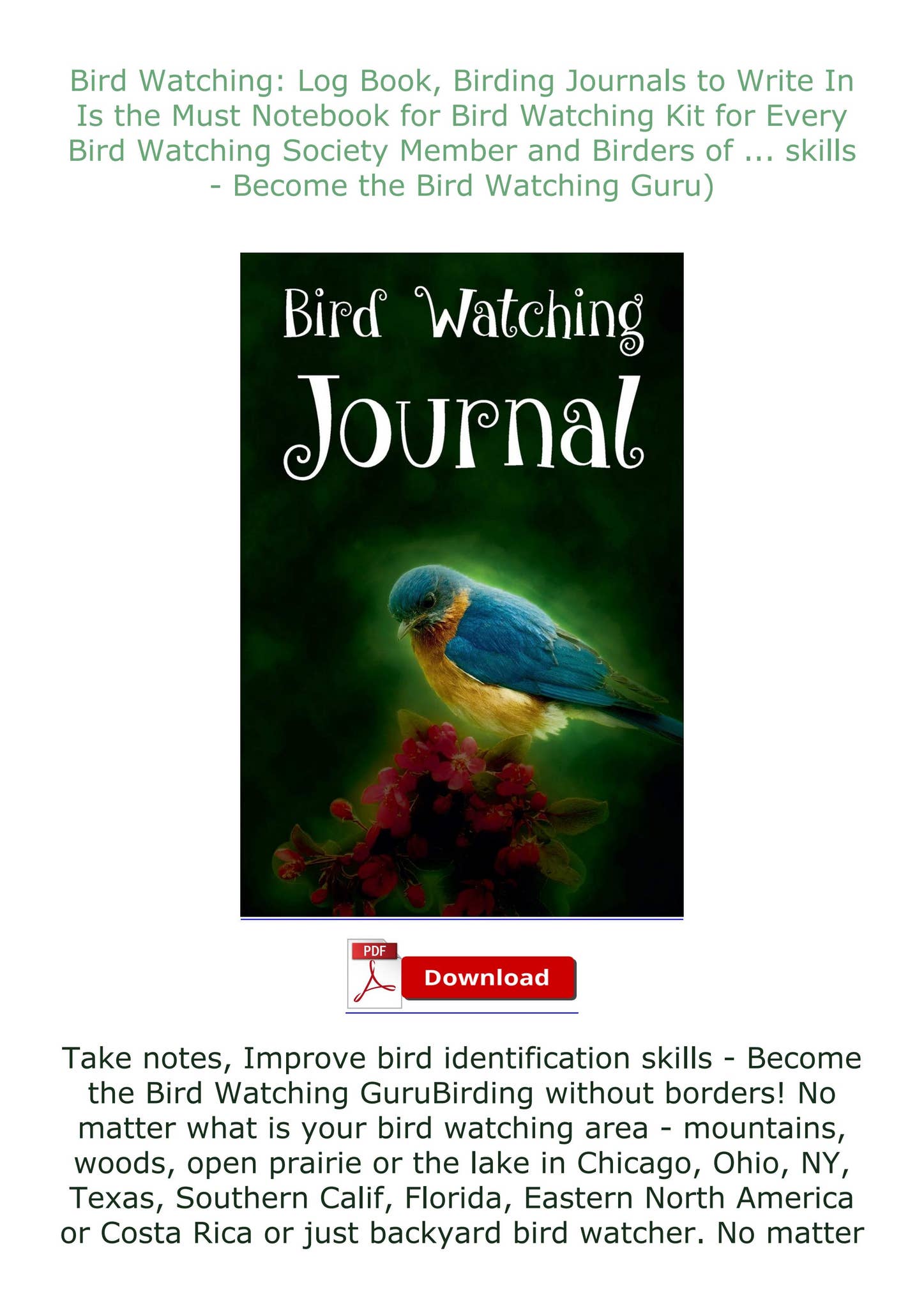 (READ) Bird Watching: Log Book, Birding Journals to Write In Is the ...