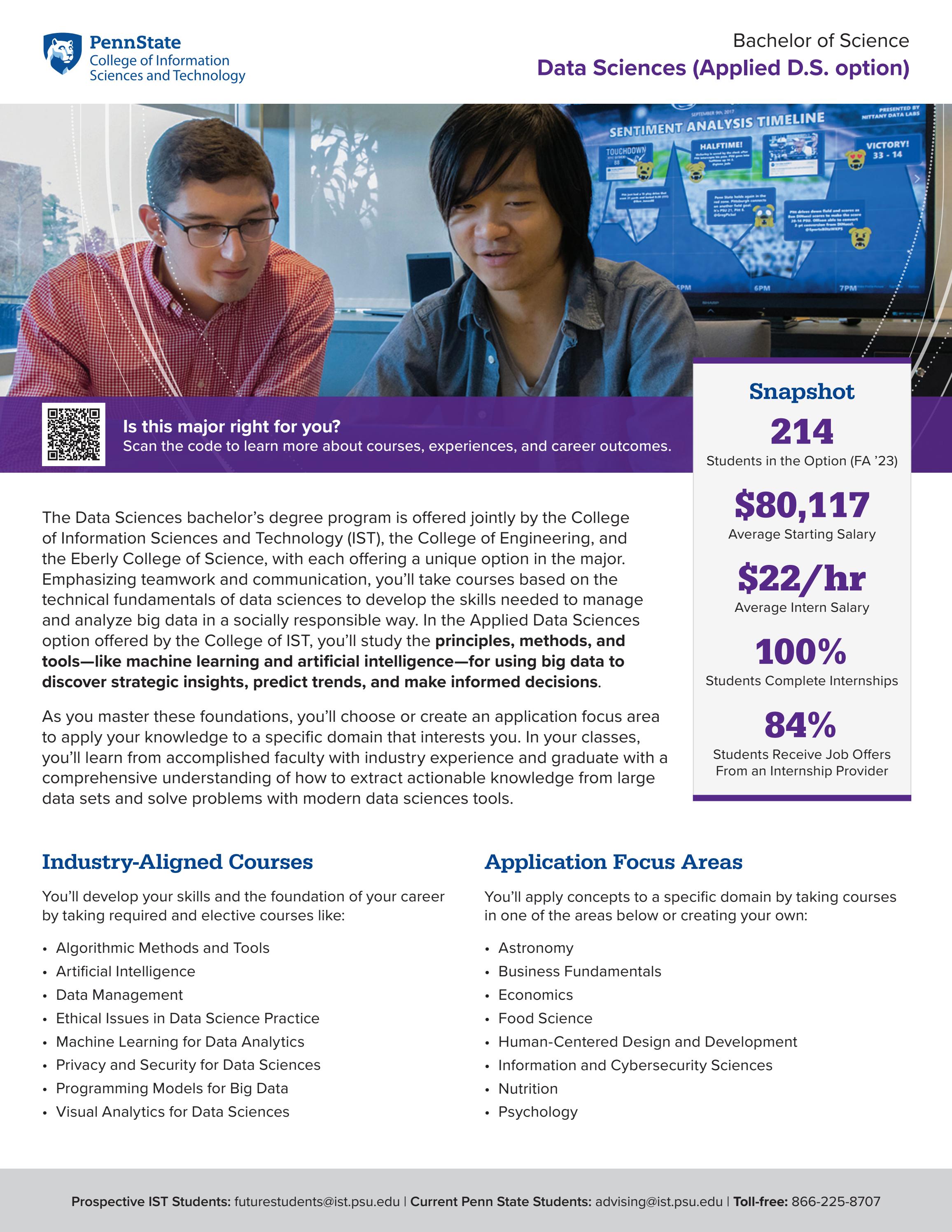 B.S. in Data Sciences (Applied Data Sciences Option) by College of ...