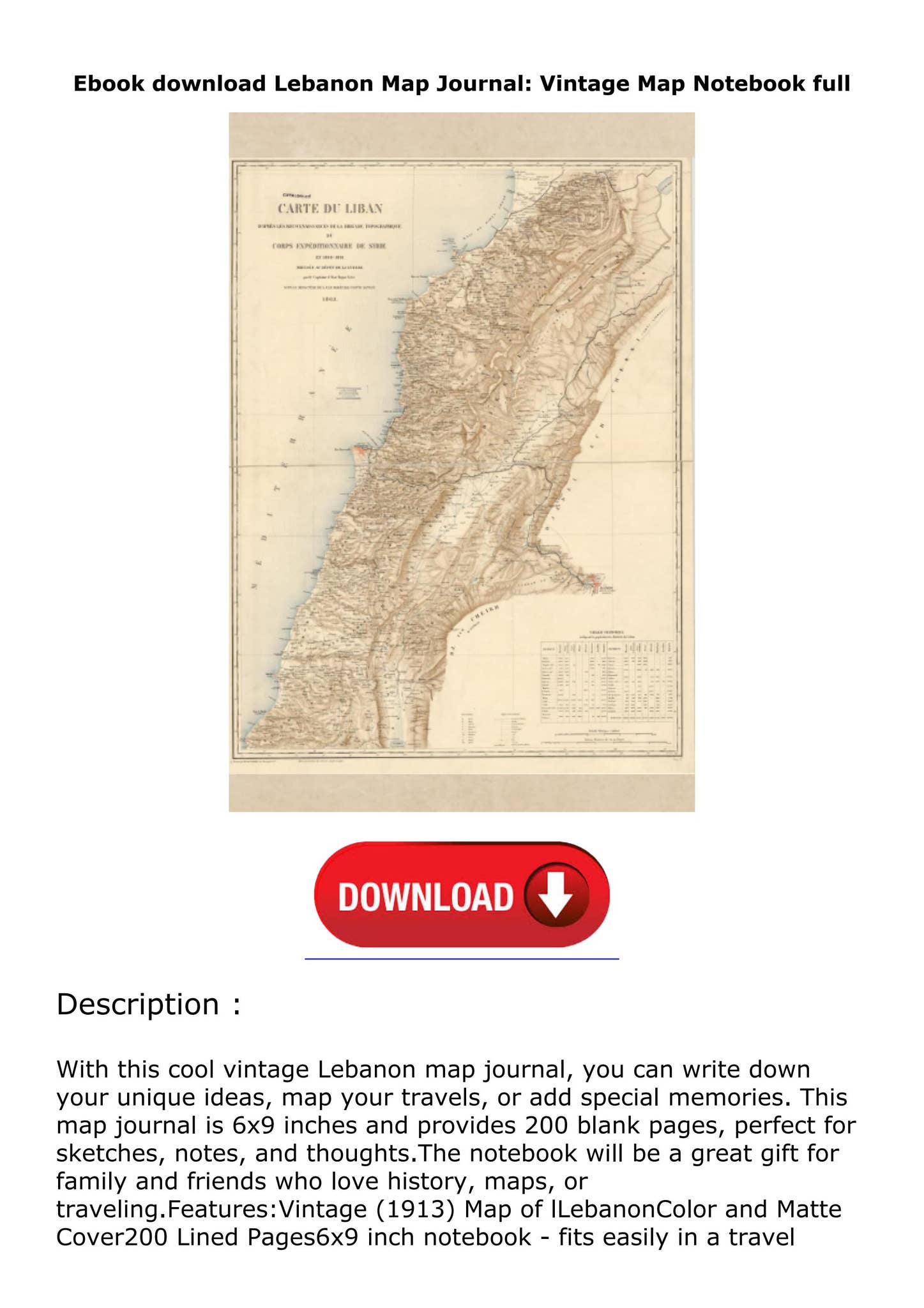 Ebook download Lebanon Map Journal: Vintage Map Notebook full by ...