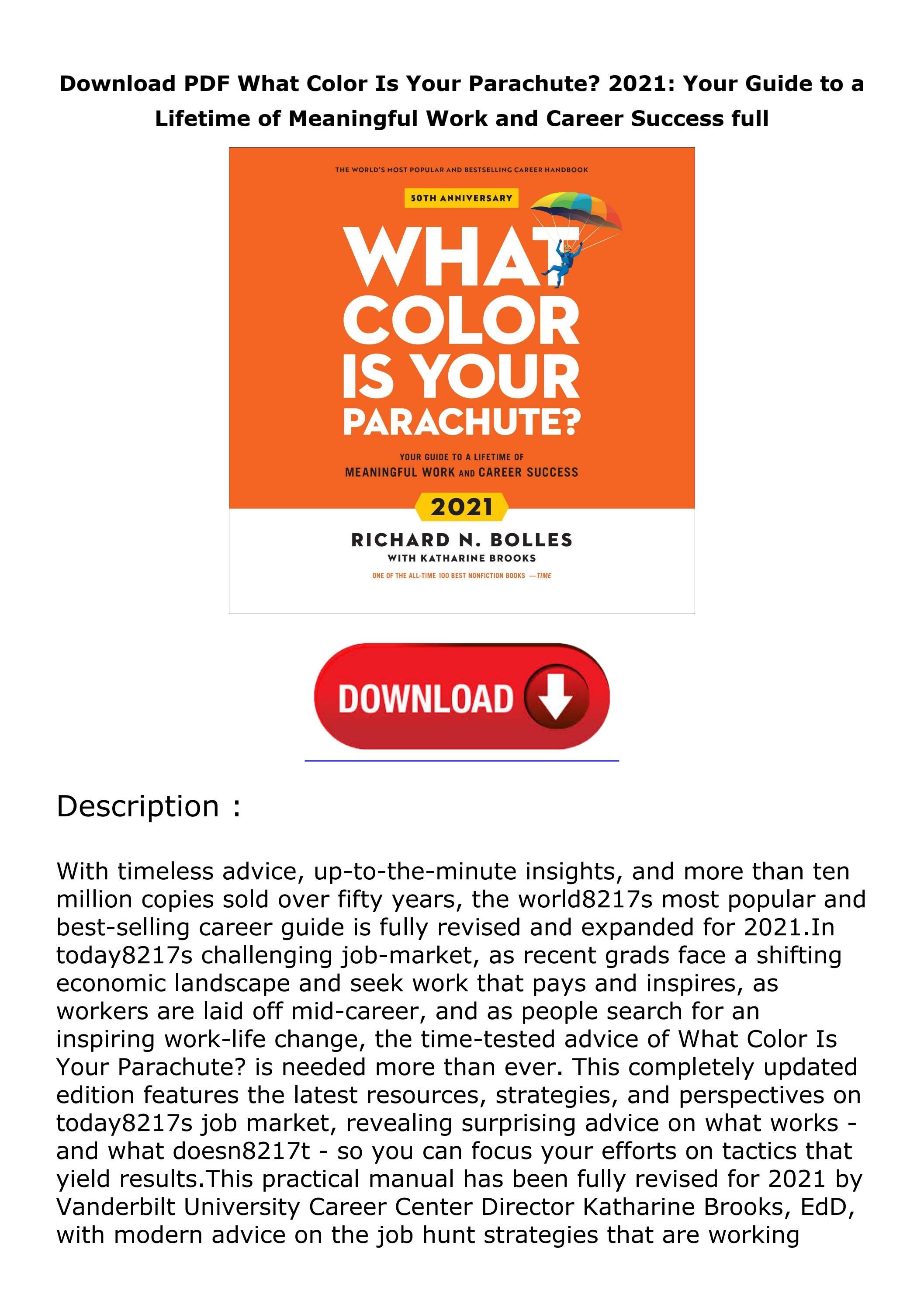 Download PDF What Color Is Your Parachute? 2021: Your Guide to a ...