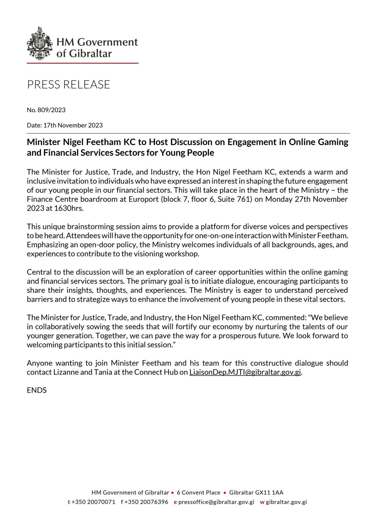 Minister Nigel Feetham KC to Host Discussion on Engagement in Online ...