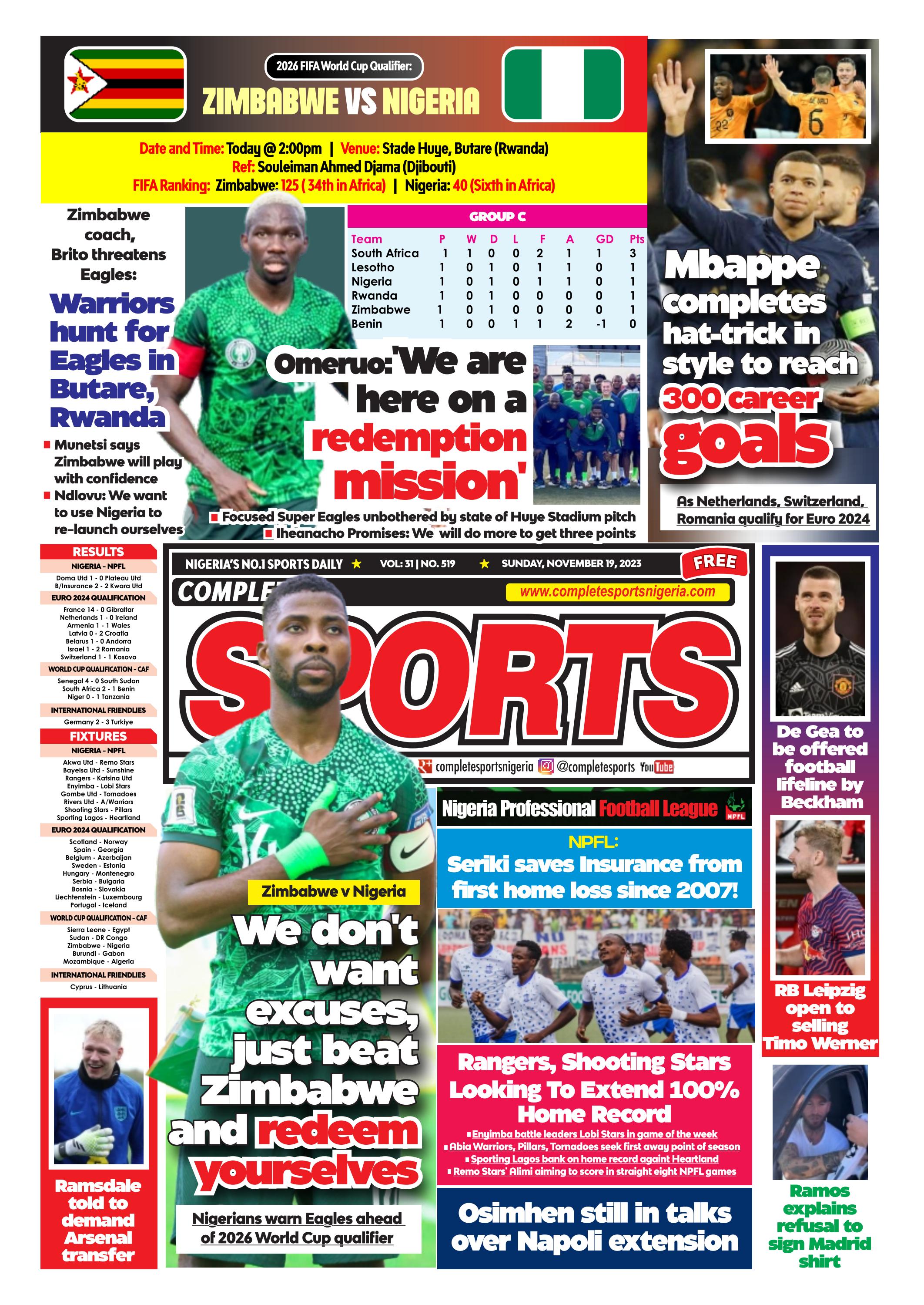 COMPLETE SPORTS - SUNDAY, NOV 19, 2023 by Complete Sports - Issuu