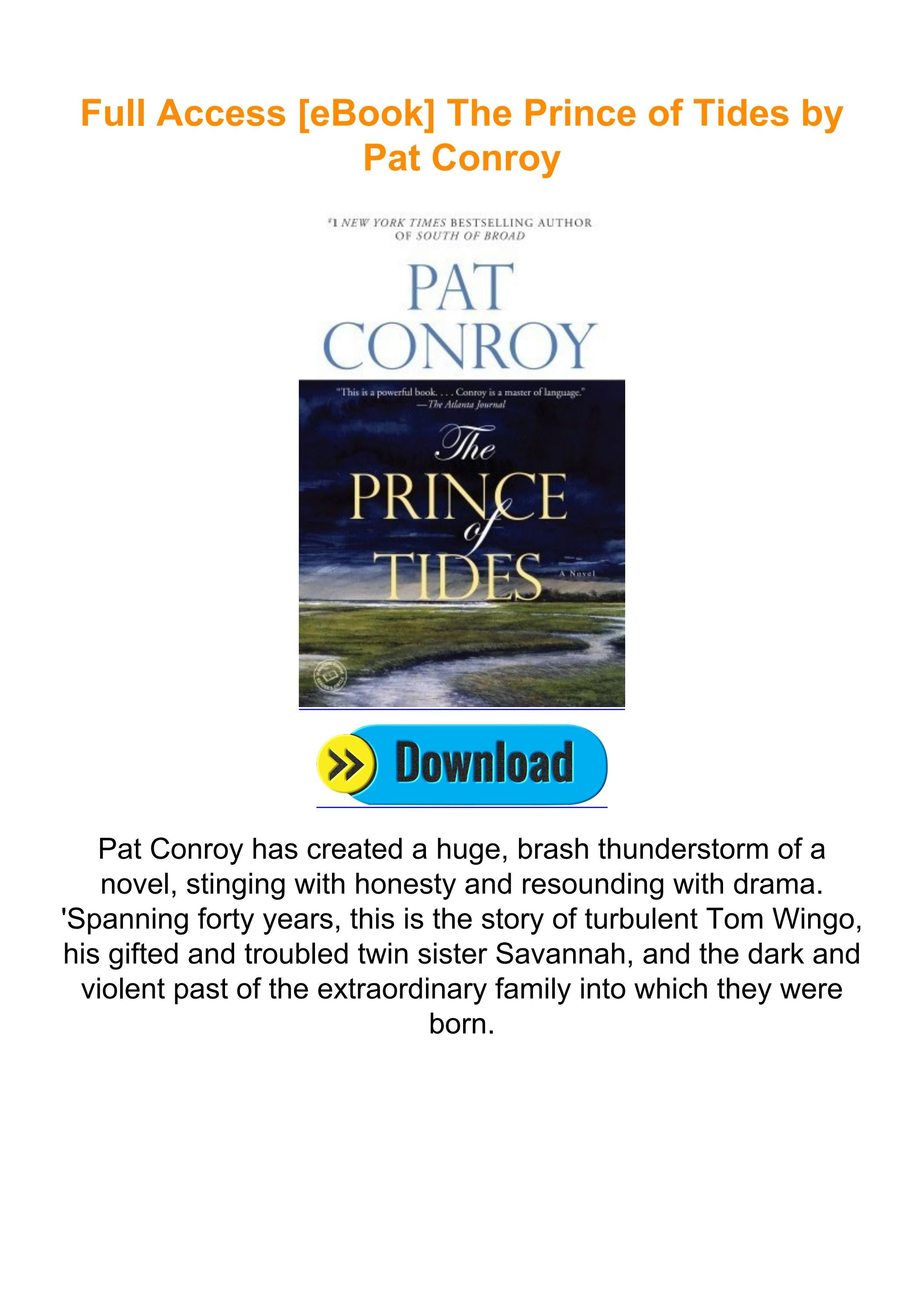 Full Access [eBook] The Prince of Tides by Pat Conroy by RoyceALuttrell ...