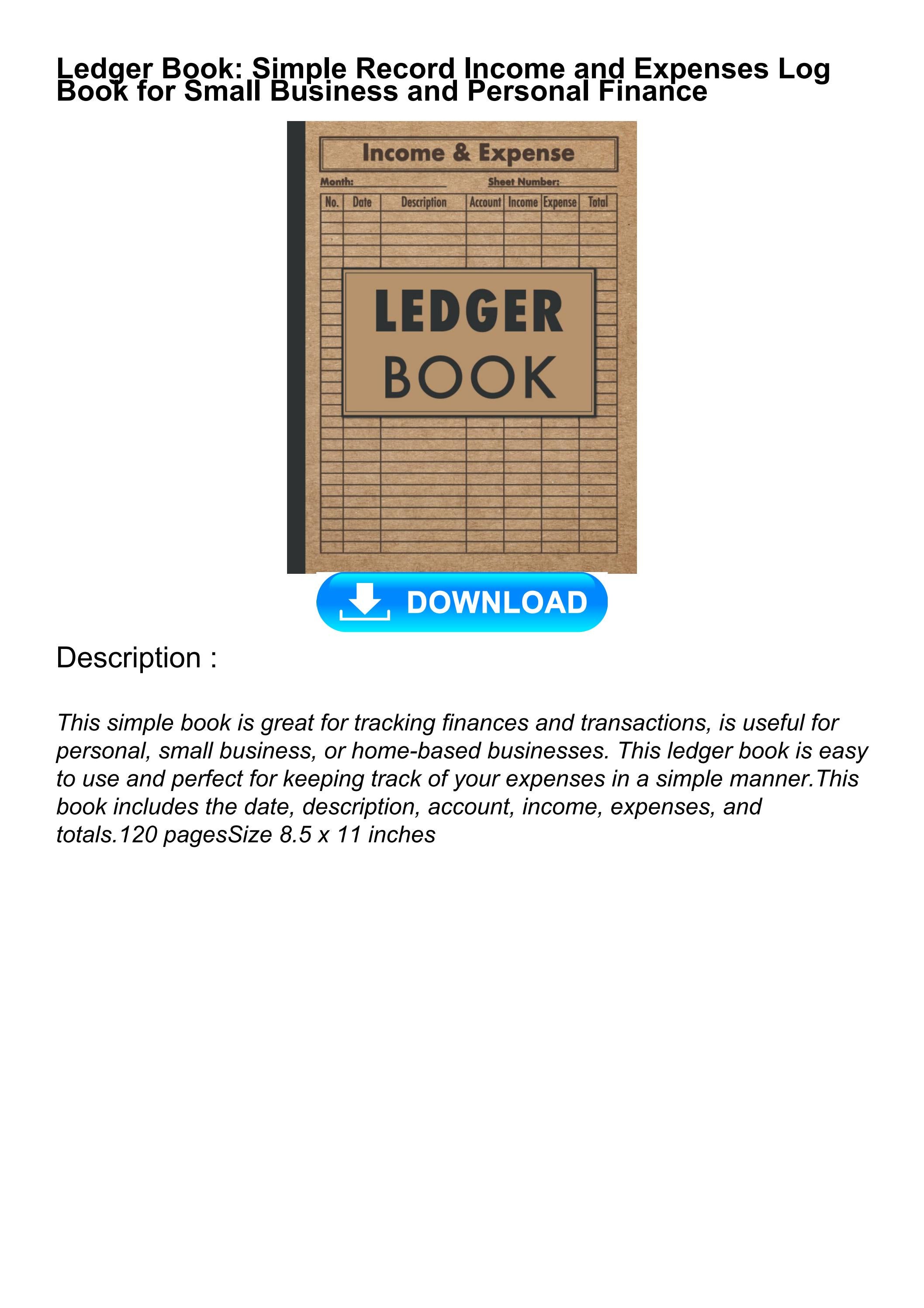 [PDF READ ONLINE] Ledger Book: Simple Record Income and Expenses Log ...