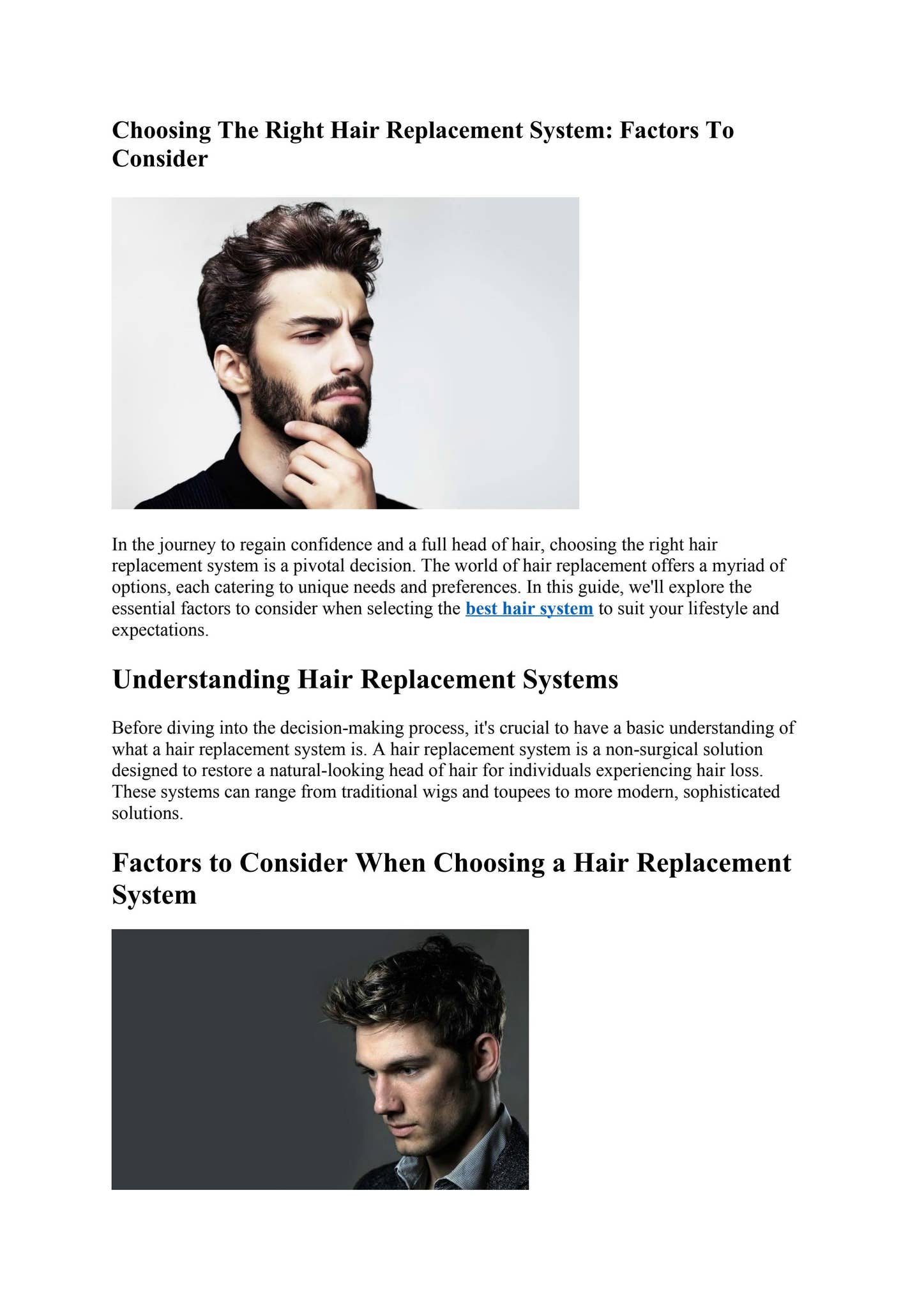 Choosing the Right Hair Replacement System: Factors to Consider by ...