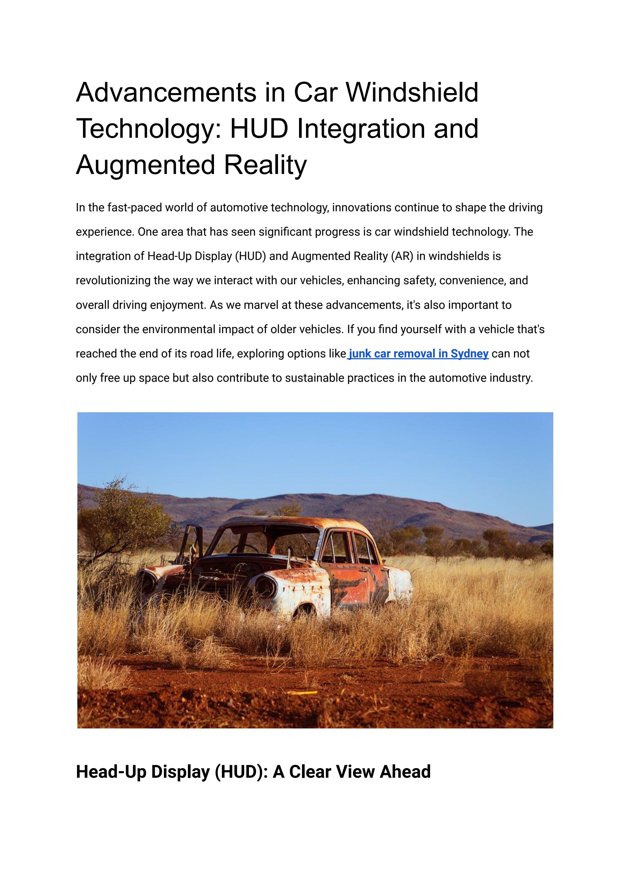 My firAdvancements in Car Windshield Technology: HUD Integration and ...
