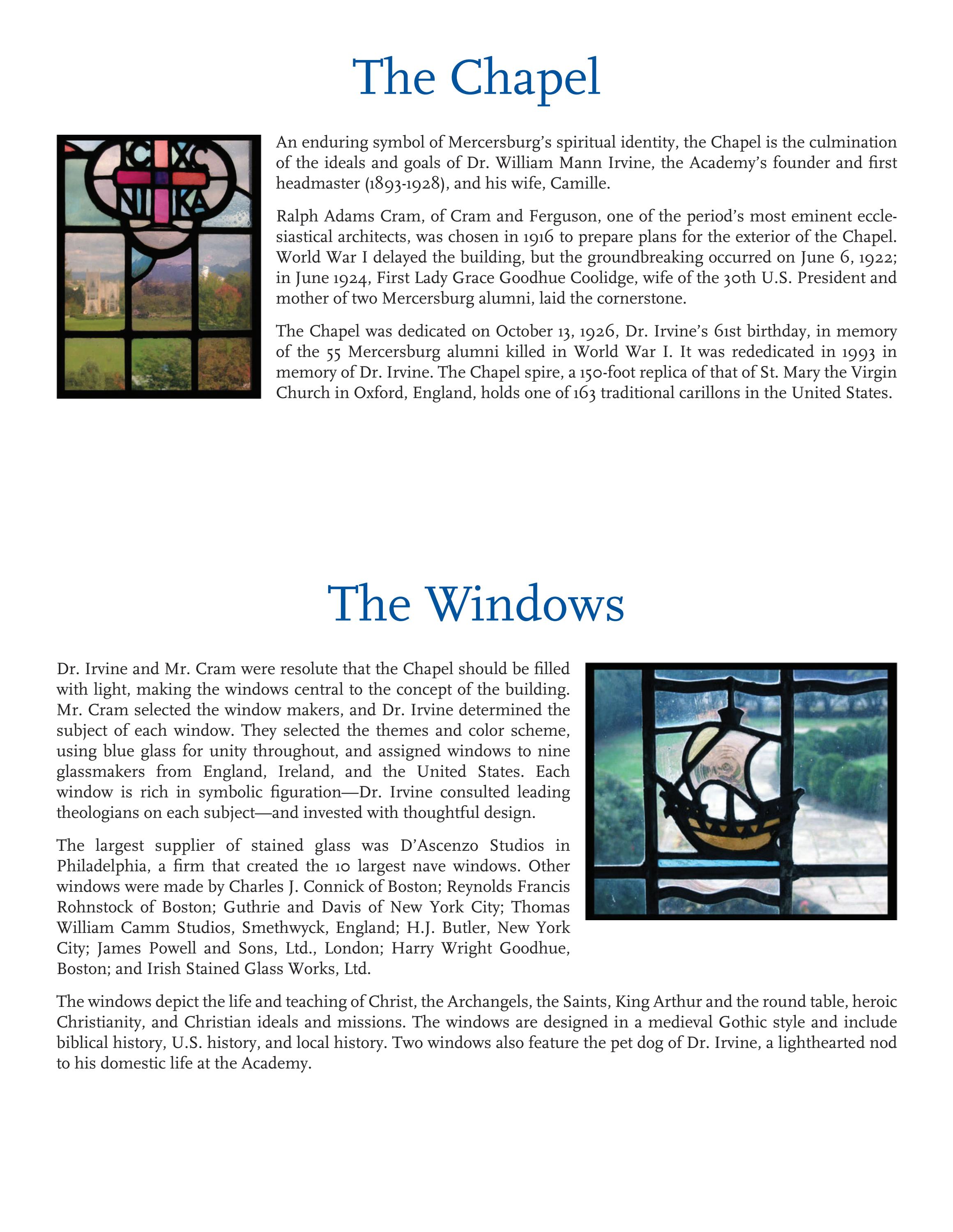 Irvine Memorial Chapel Windows by Mercersburg Academy - Issuu