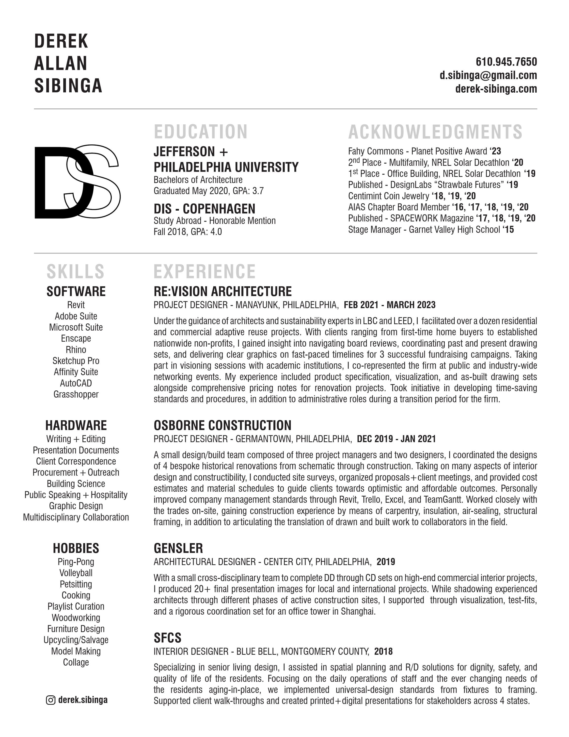 Derek Sibinga - Resume 2023 by d.sibinga - Issuu