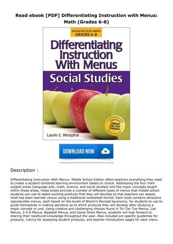 Read ebook [PDF] Differentiating Instruction with Menus: Math (Grades 6 ...