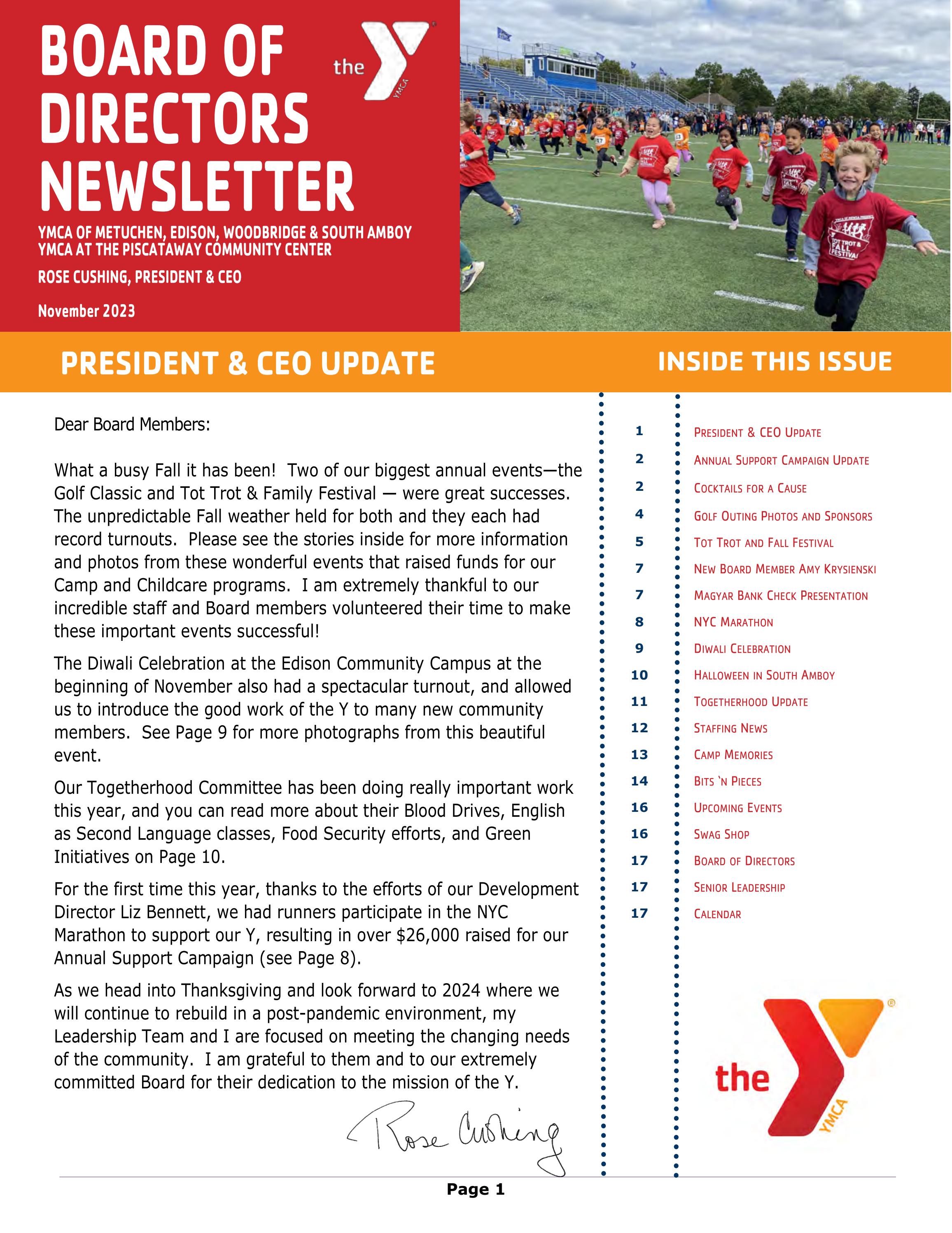 November 2023 Board of Directors Newsletter by YMCA of MEWSA - Issuu