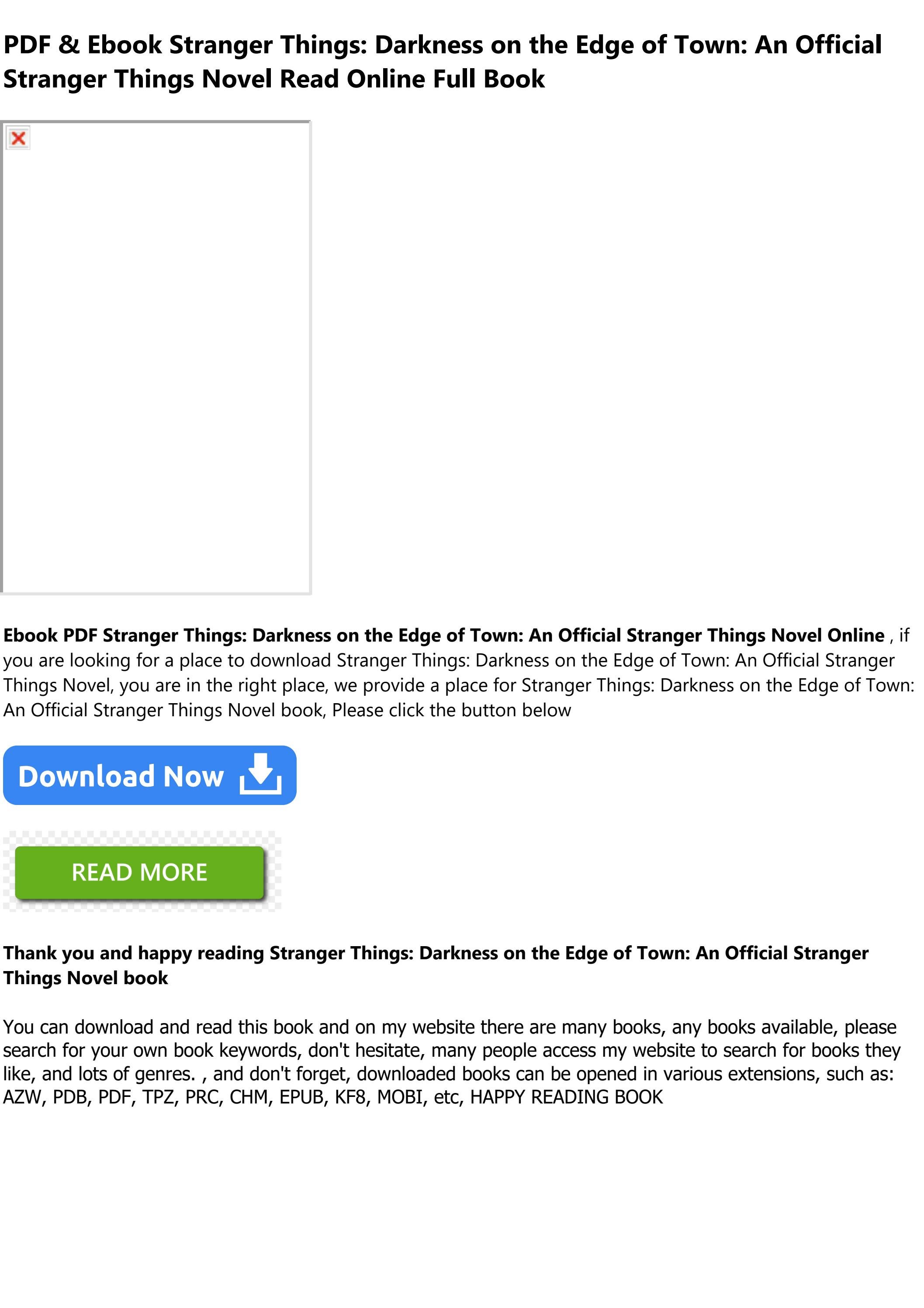 Read !Book Stranger Things: Darkness on the Edge of Town: An Official ...