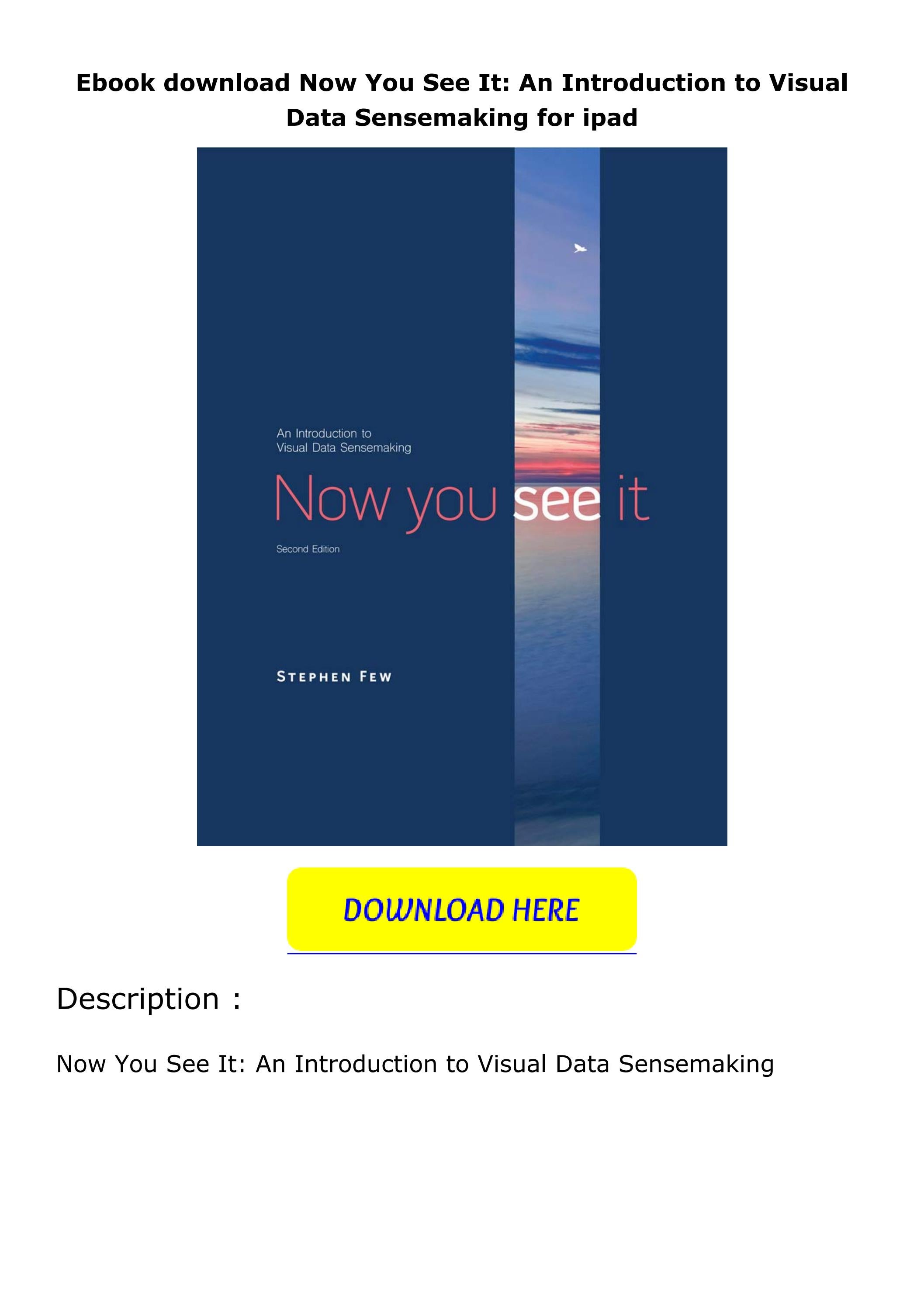 Ebook download Now You See It: An Introduction to Visual Data ...