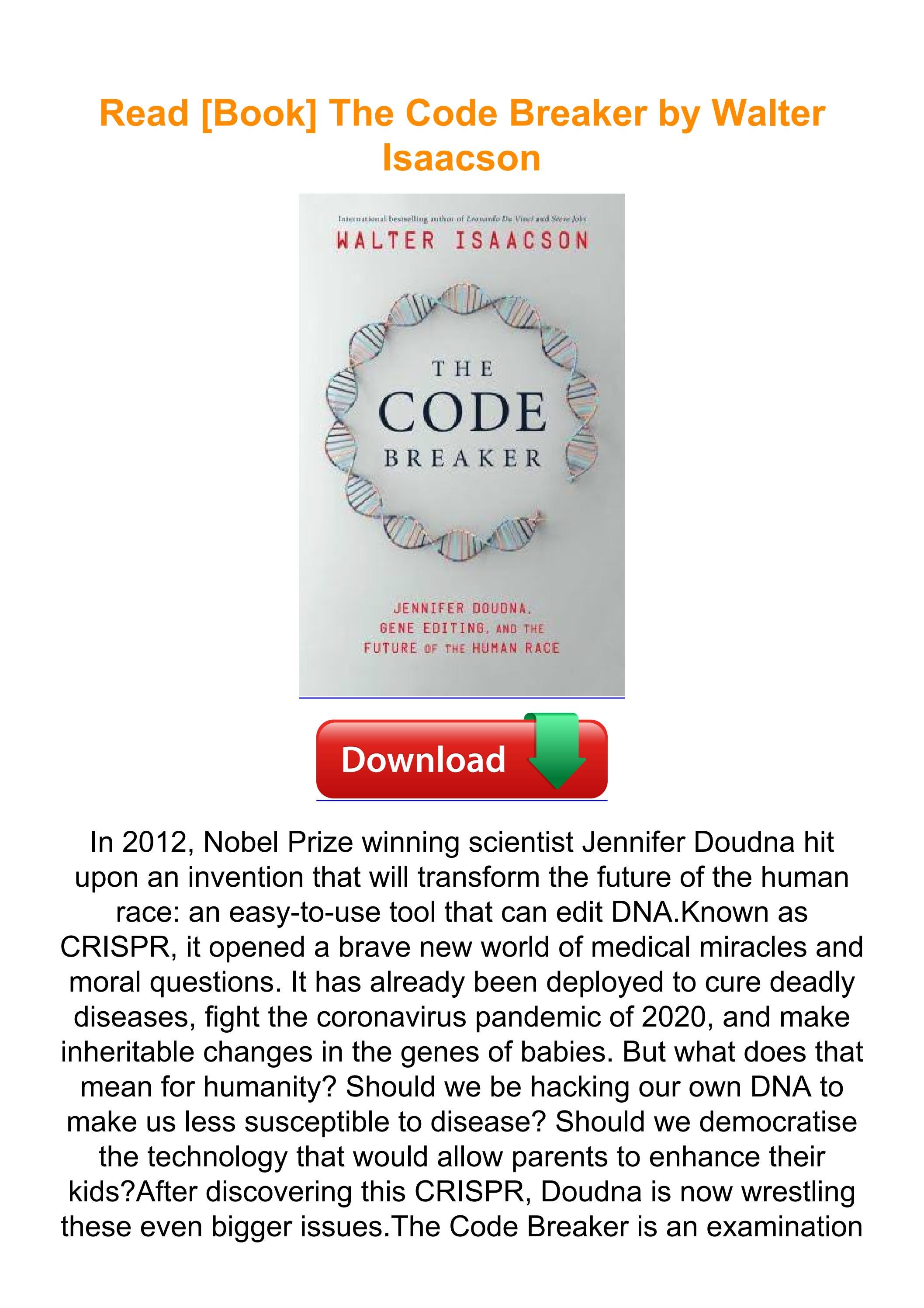 Read [Book] The Code Breaker by Walter Isaacson by AbelaBellucci0611 ...