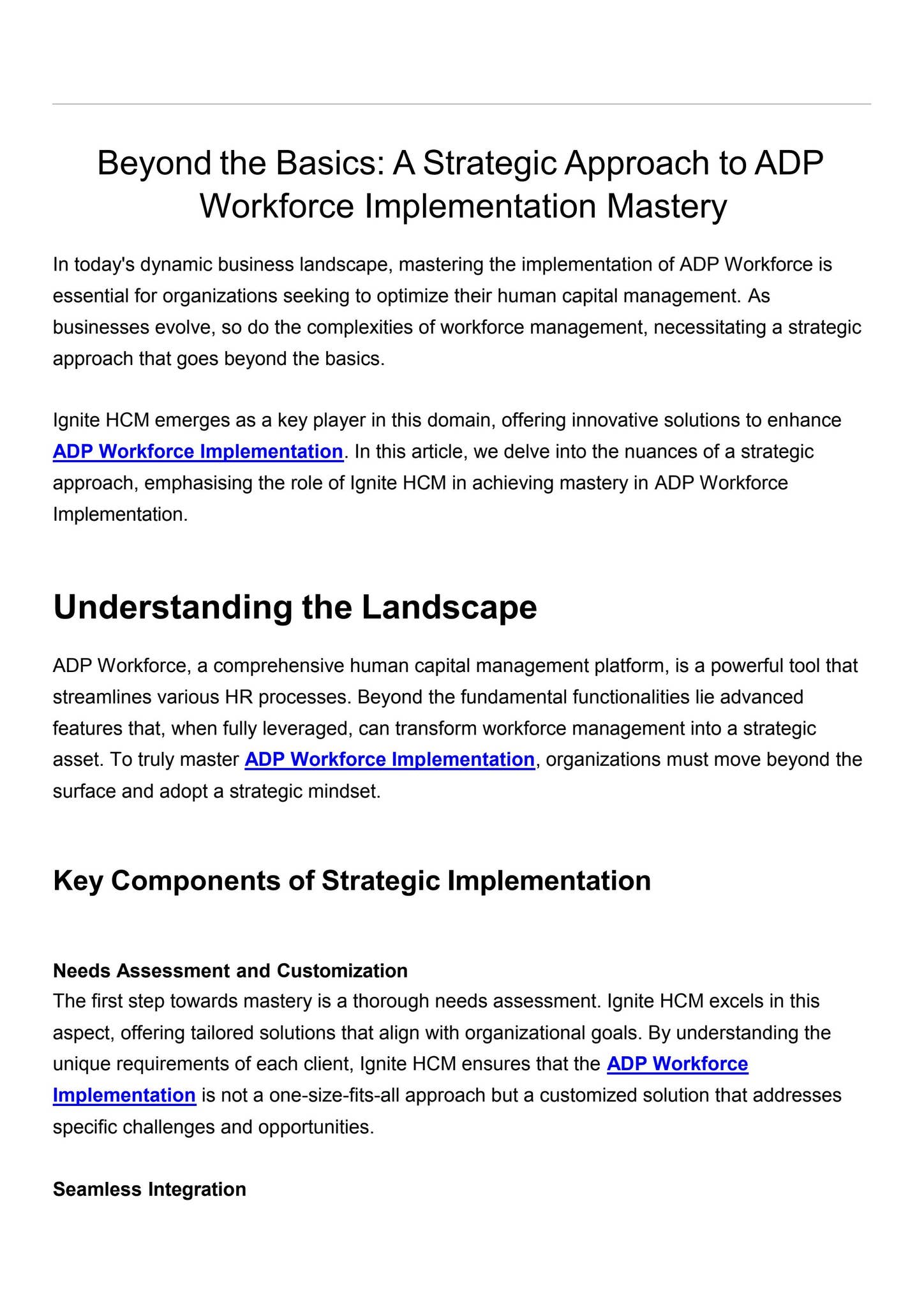 Beyond the Basics: A Strategic Approach to ADP Workforce Implementation ...