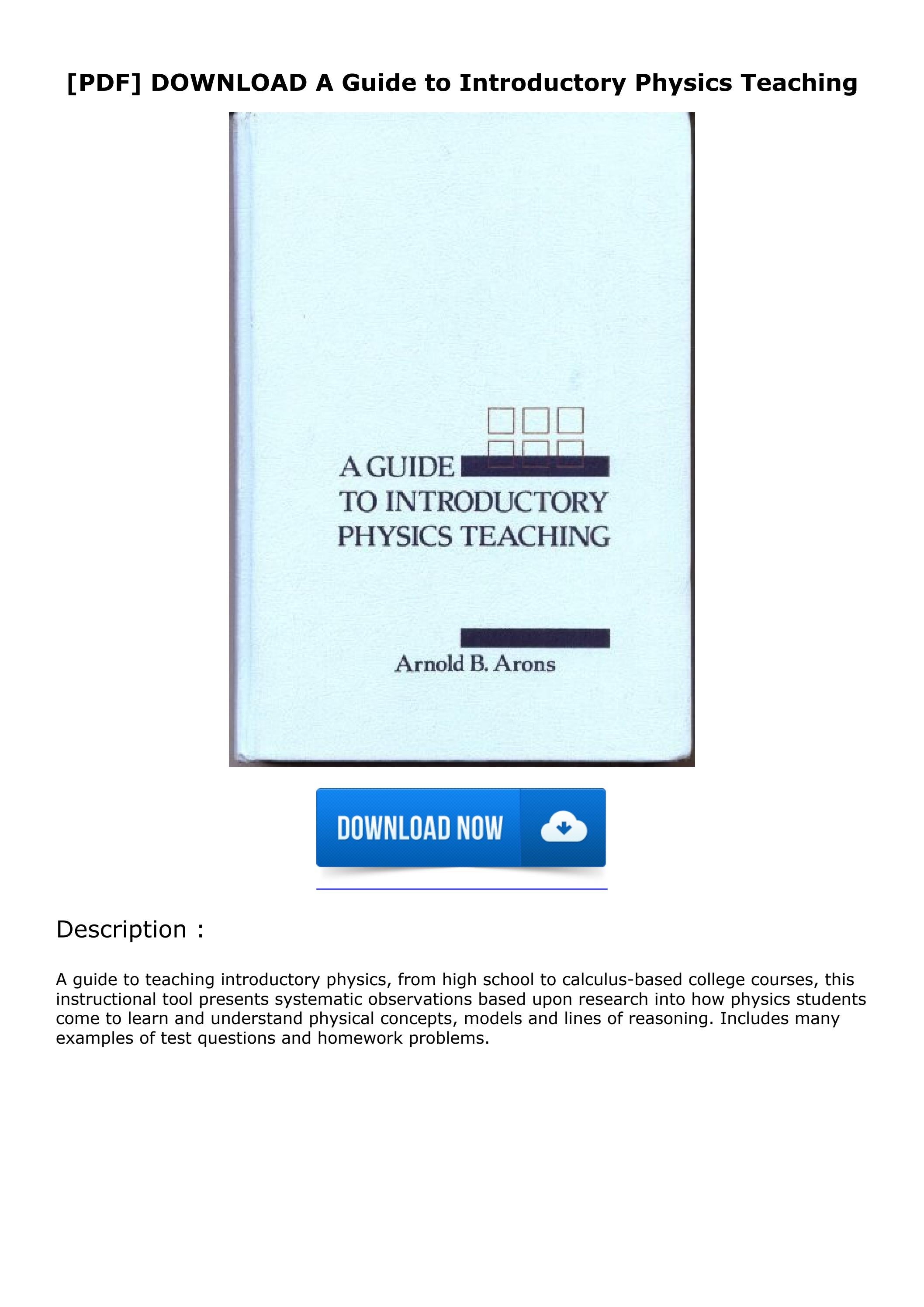 [PDF] DOWNLOAD A Guide to Introductory Physics Teaching by daphneorrae ...
