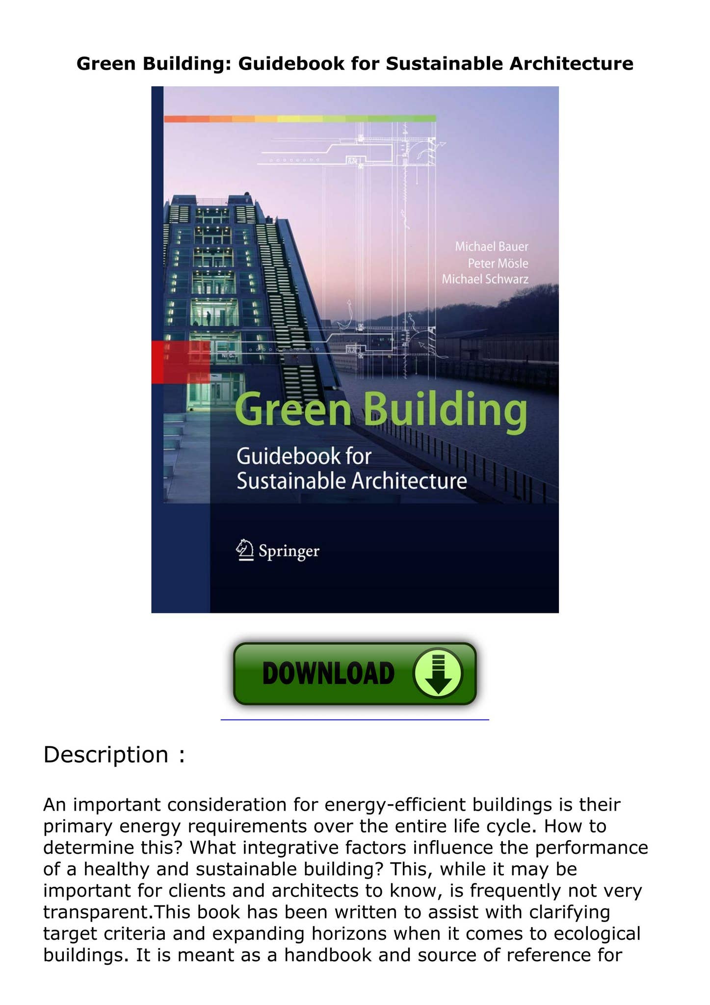 [PDF READ ONLINE] Green Building: Guidebook for Sustainable ...