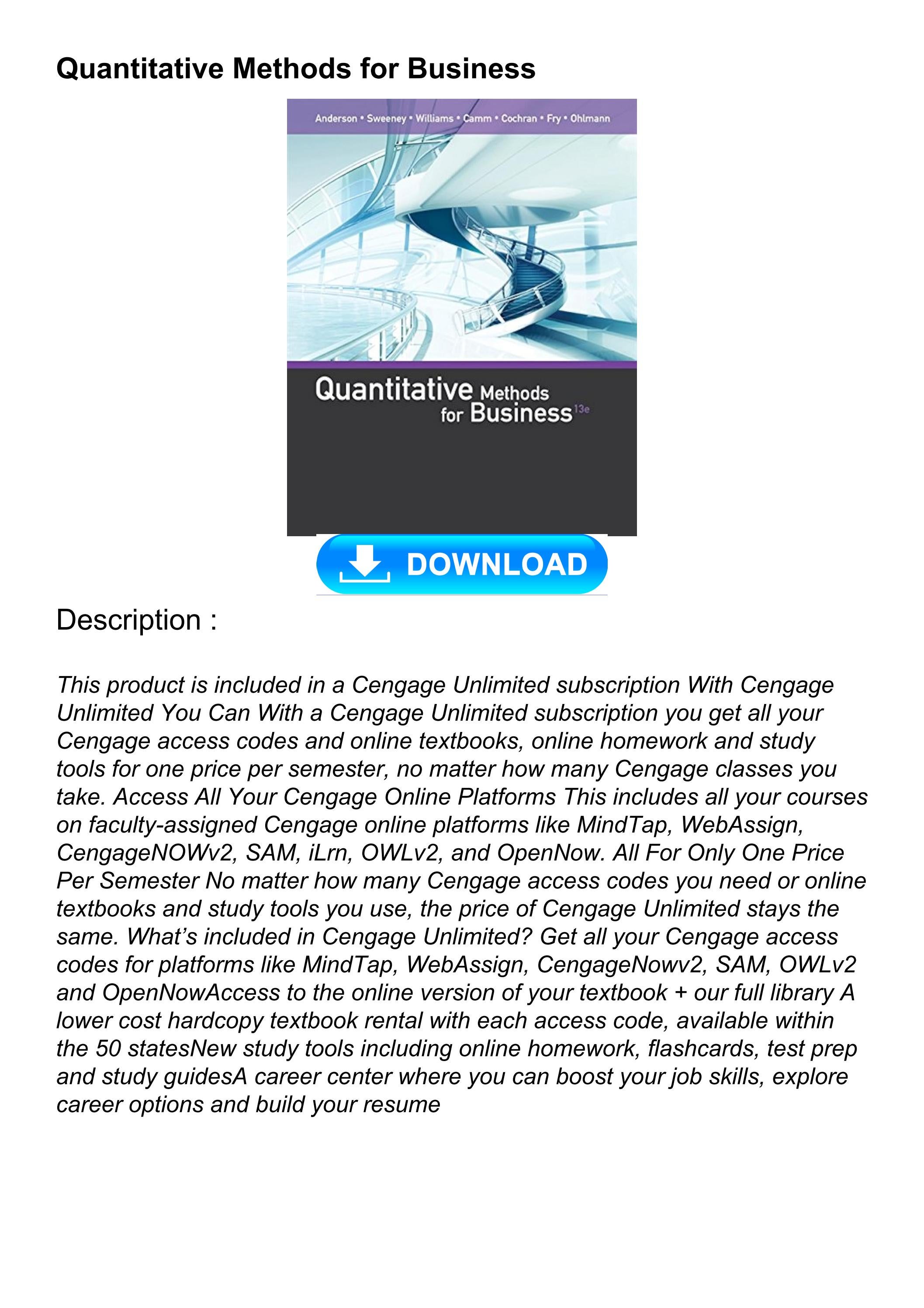 [PDF] DOWNLOAD Quantitative Methods for Business by baermanfaireysna ...