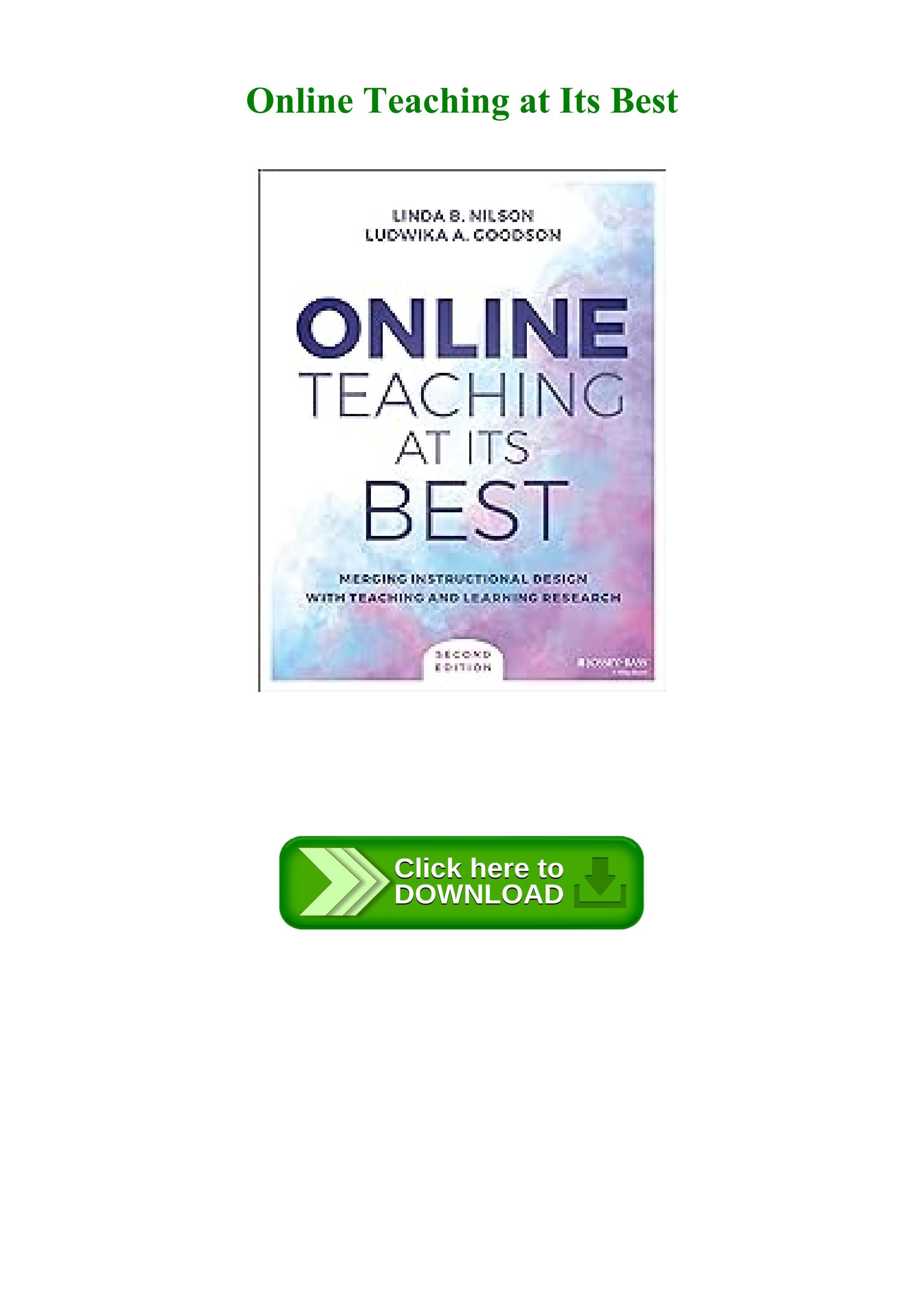 [READING BOOK] Online Teaching at Its Best by StephanieJefferson652 - Issuu
