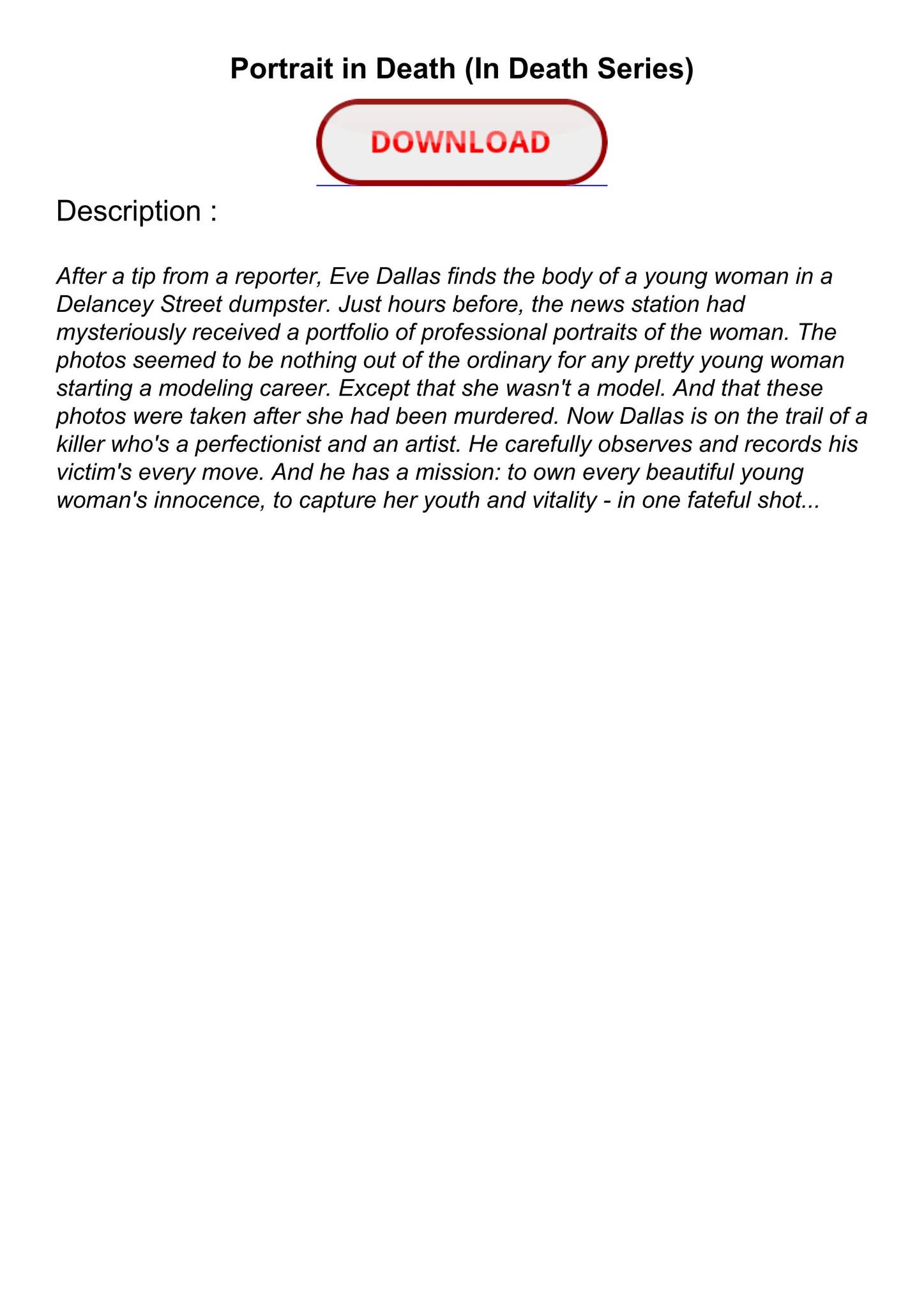 [READ DOWNLOAD] Portrait in Death (In Death Series) by ...