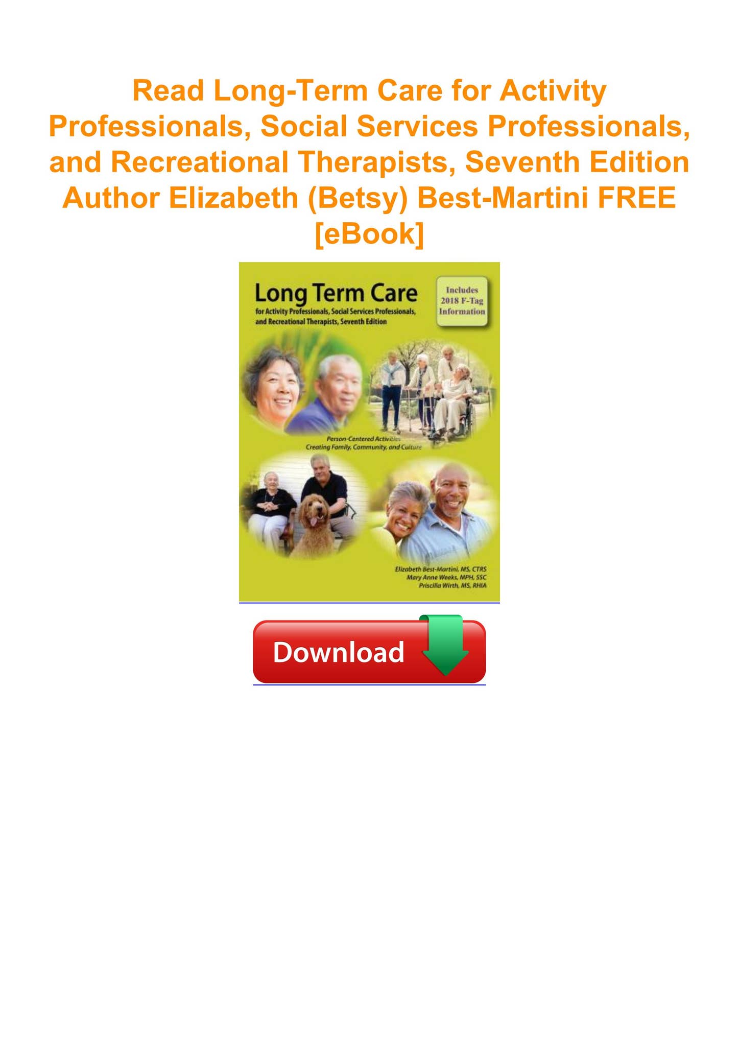 Read Long-Term Care for Activity Professionals, Social Services ...