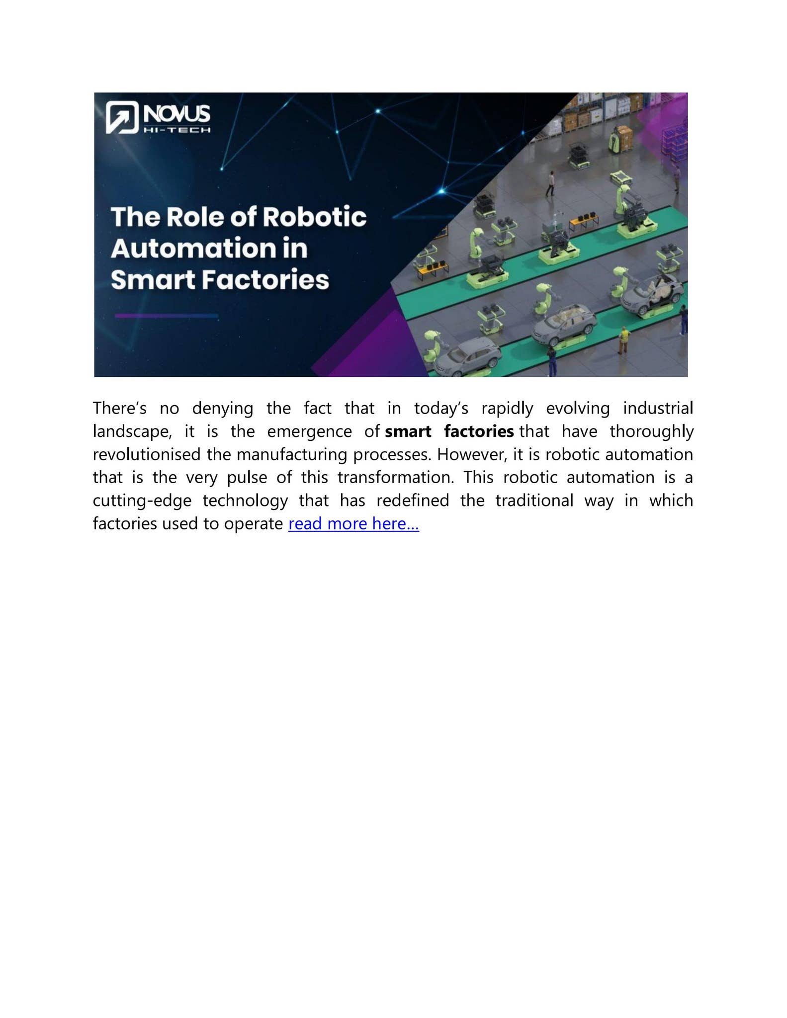 The Role of Robotic Automation in Smart Factories by Novus Hi-Tech - Issuu