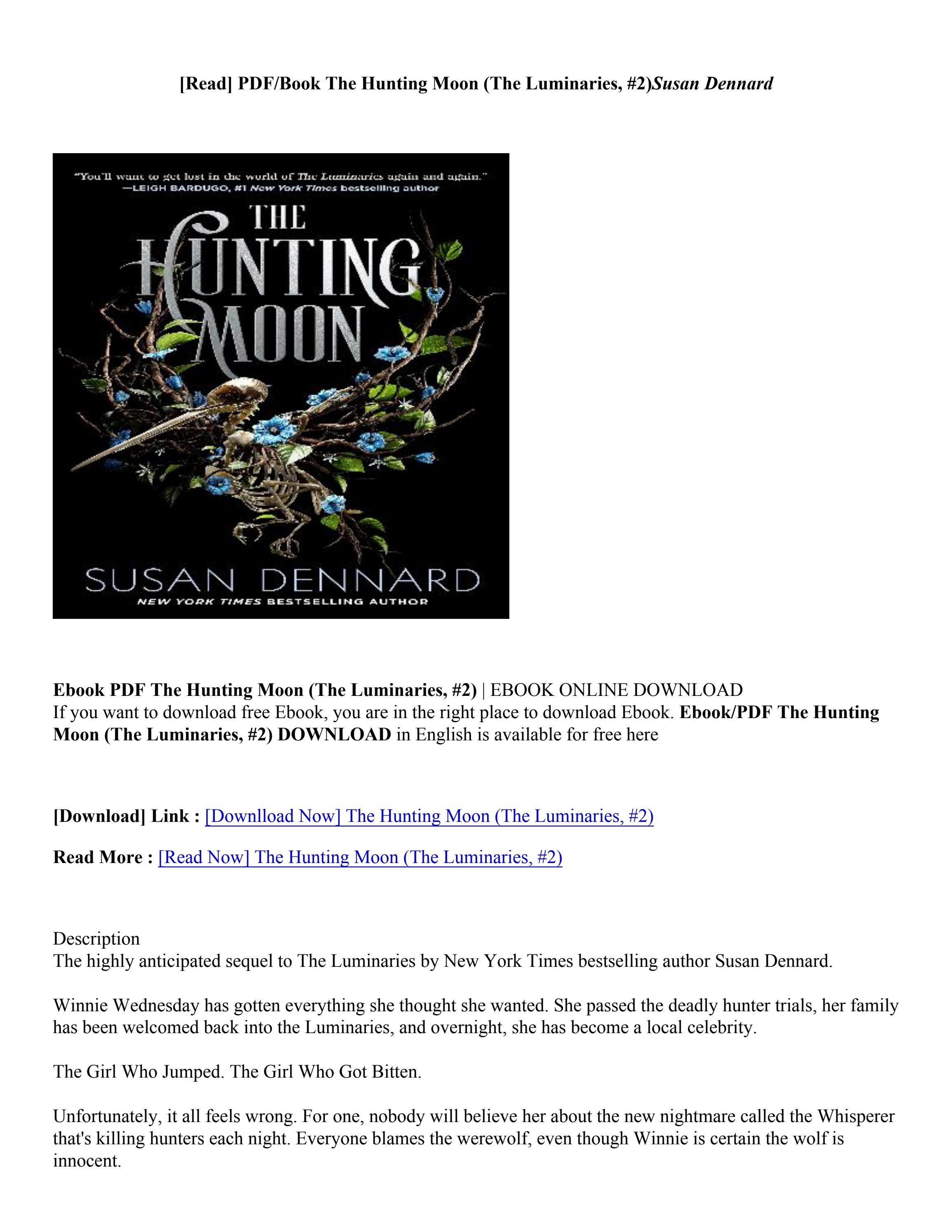 (PDF Download) The Hunting Moon (The Luminaries, #2) By Susan Dennard ...
