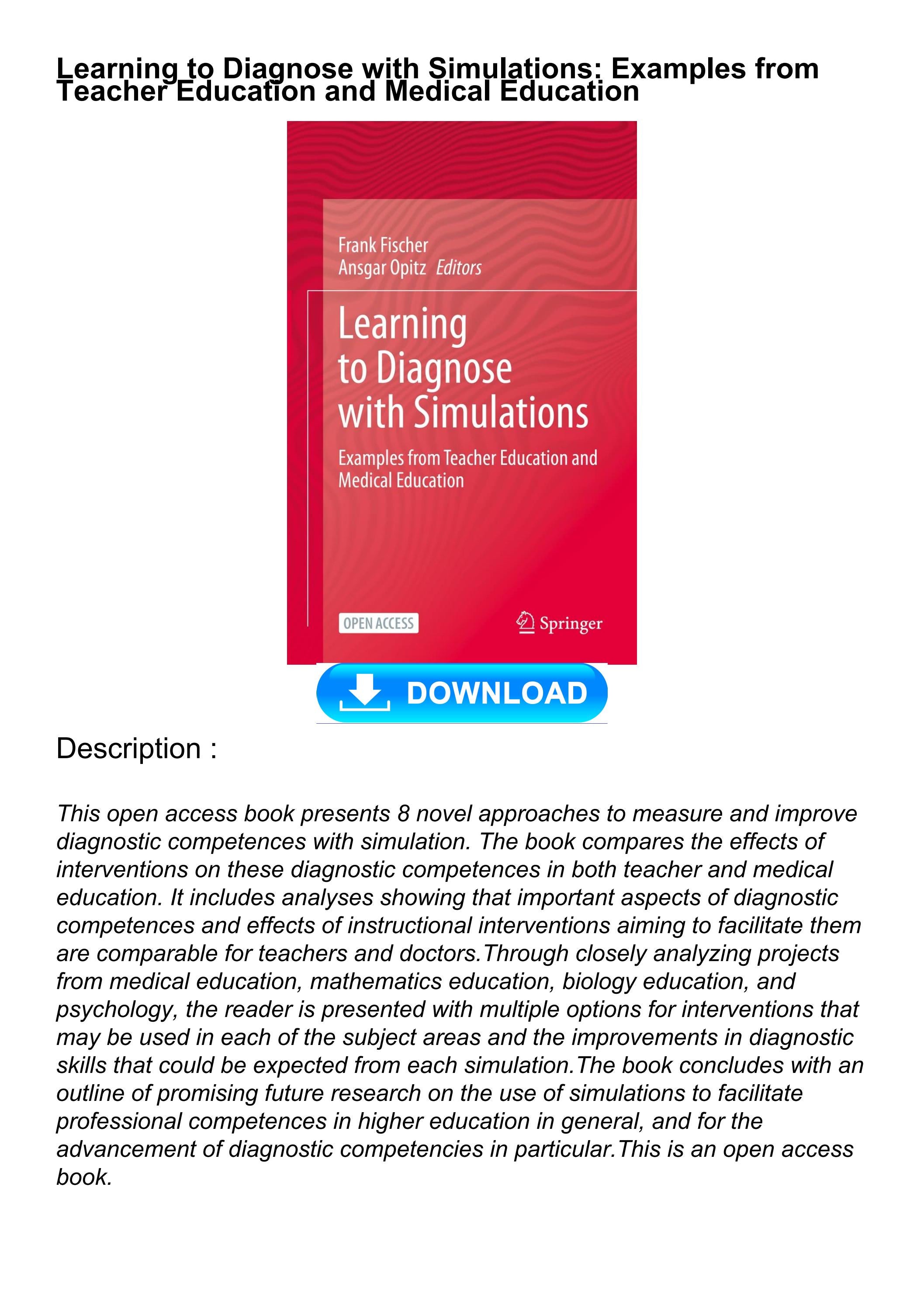 [⚡PDF] Download⭐ Learning to Diagnose with Simulations: Examples from ...