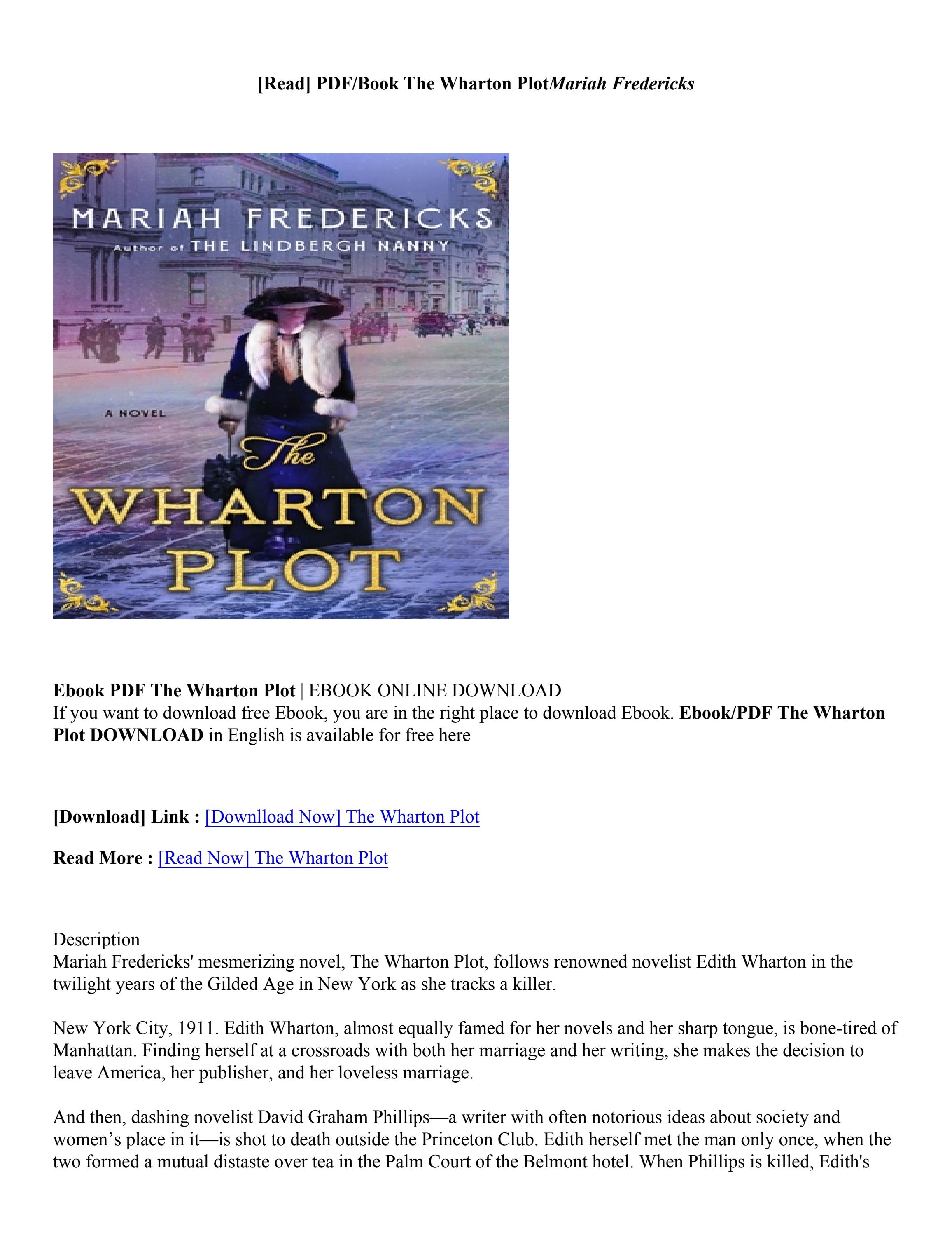 [PDF] Download The Wharton Plot By Mariah Fredericks by careybarney99 ...