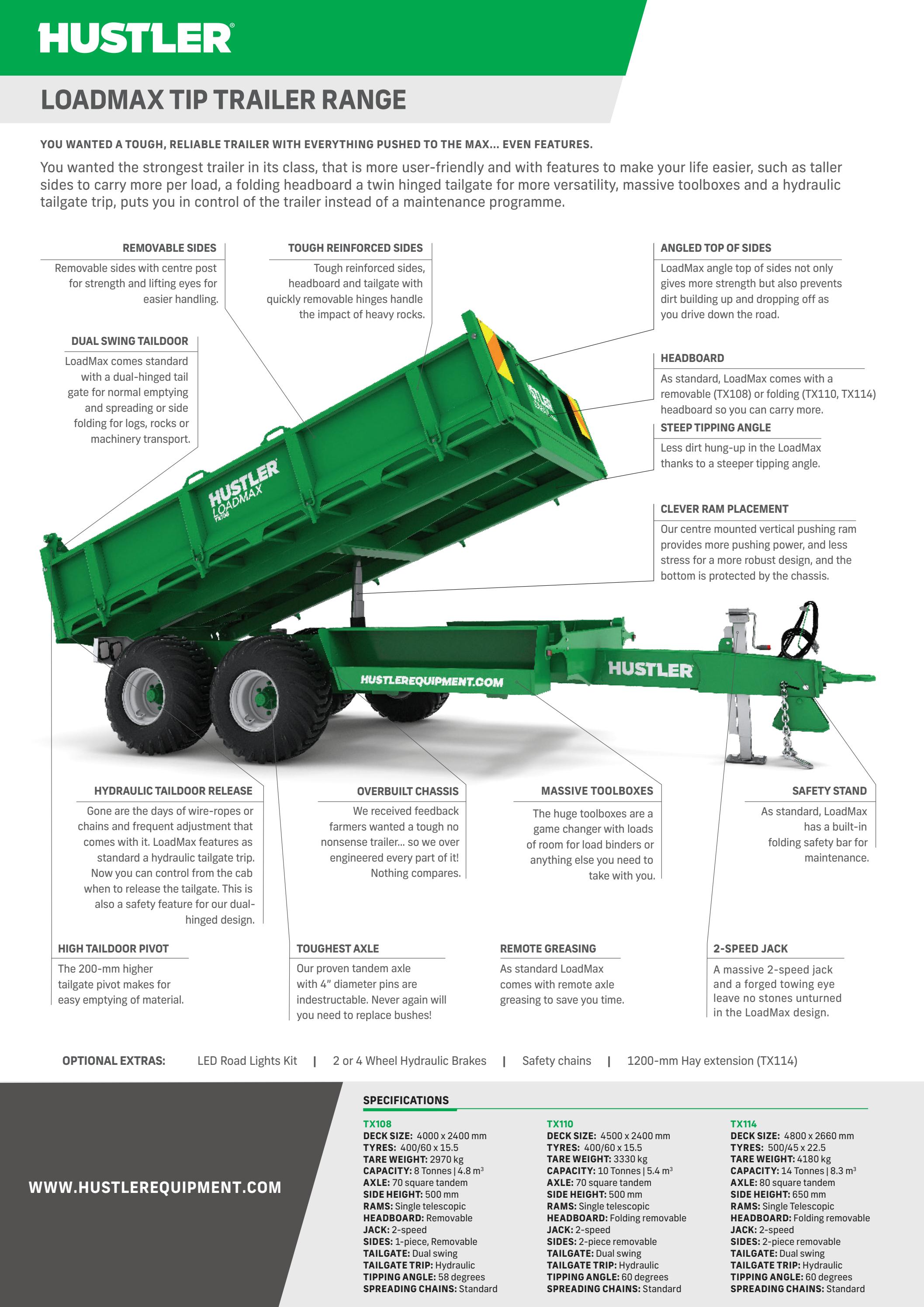 LoadMax Tip Trailer Range (TX108, TX110, TX114) | Flyer by Hustler ...
