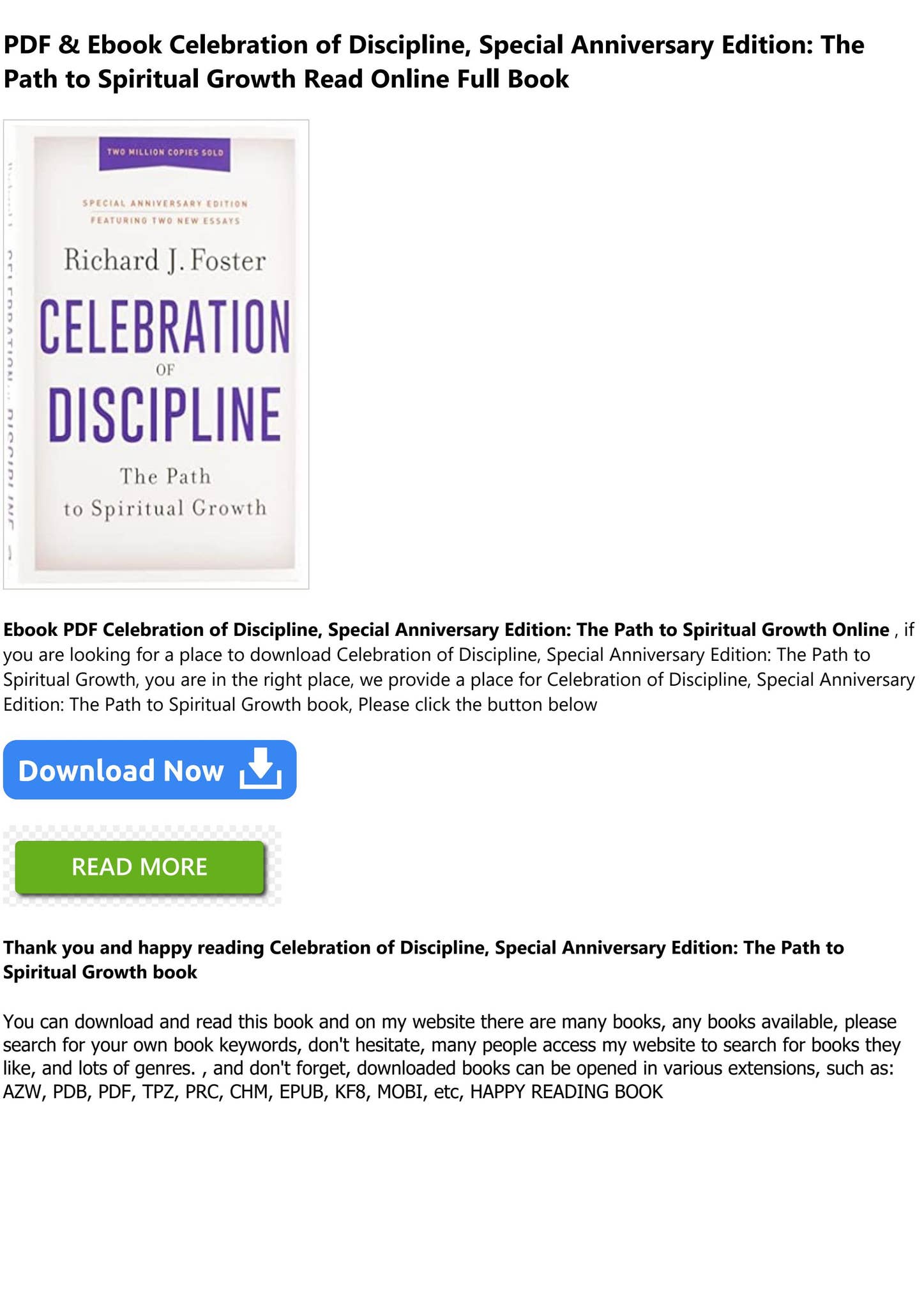 Read E-book Celebration of Discipline, Special Anniversary Edition: The ...