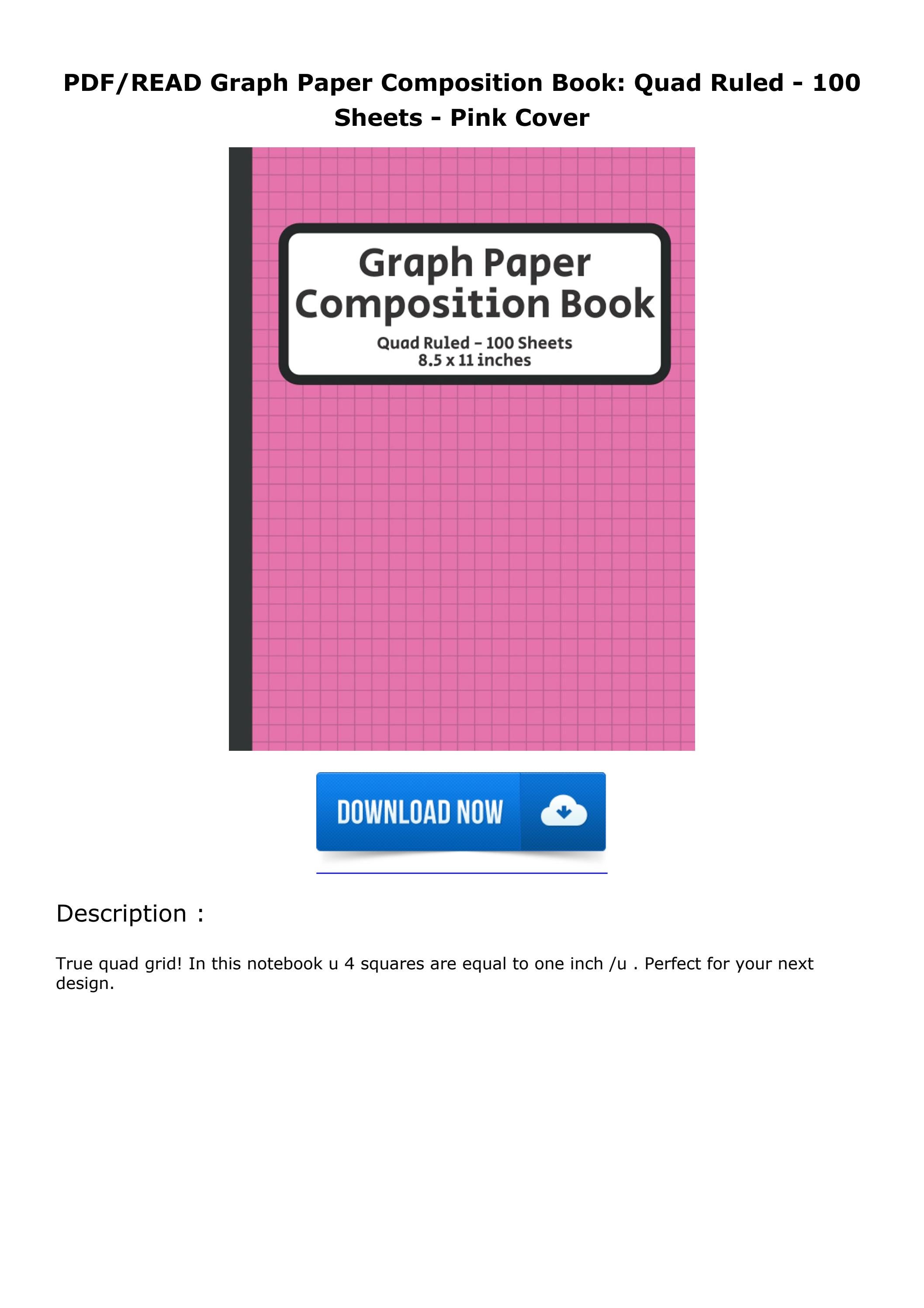 PDF/⭐READ⭐ Graph Paper Composition Book: Quad Ruled - 100 Sheets - Pink ...