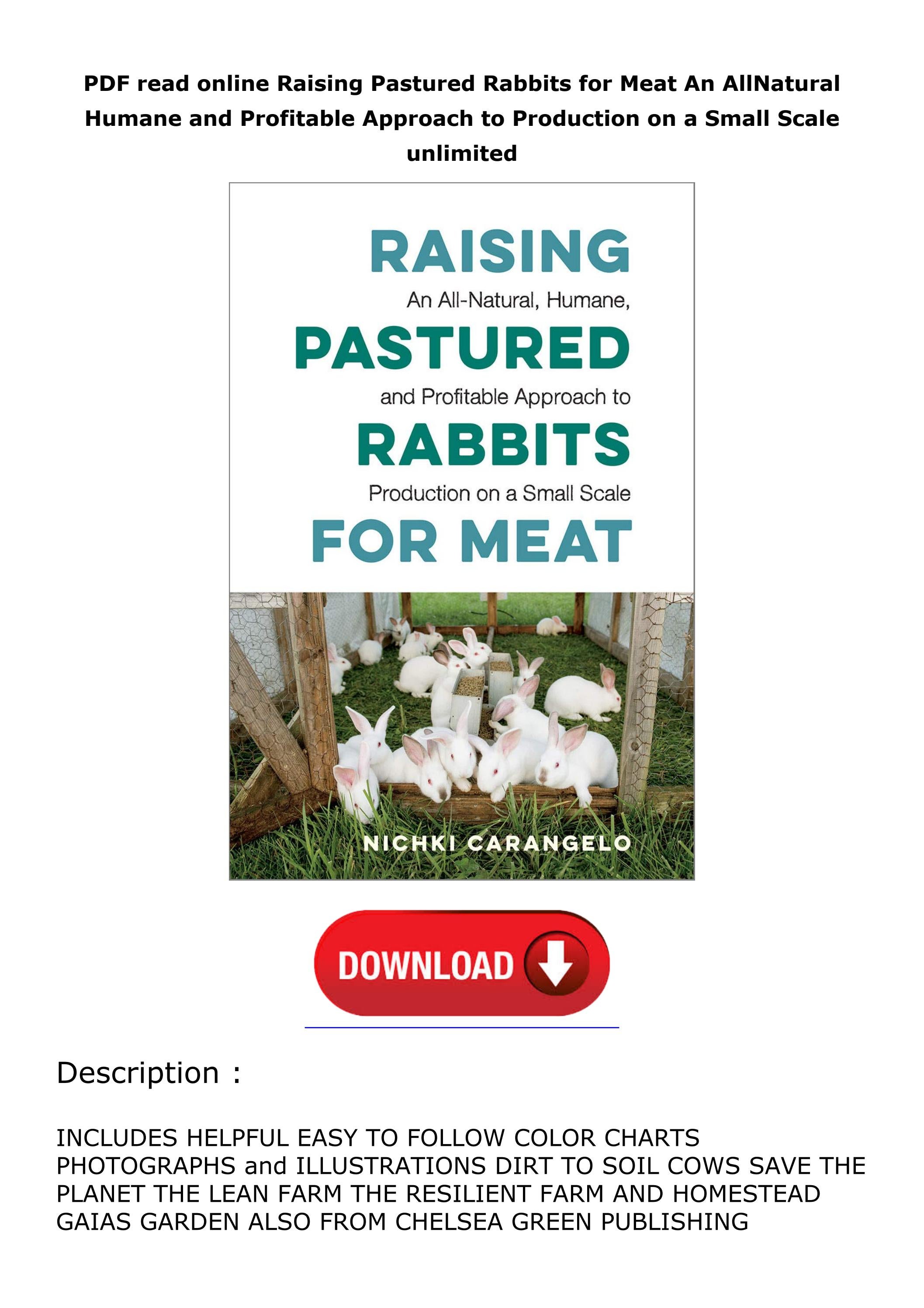 full] download️⚡(pdf) Raising Pastured Rabbits for Meat An AllNatural ...