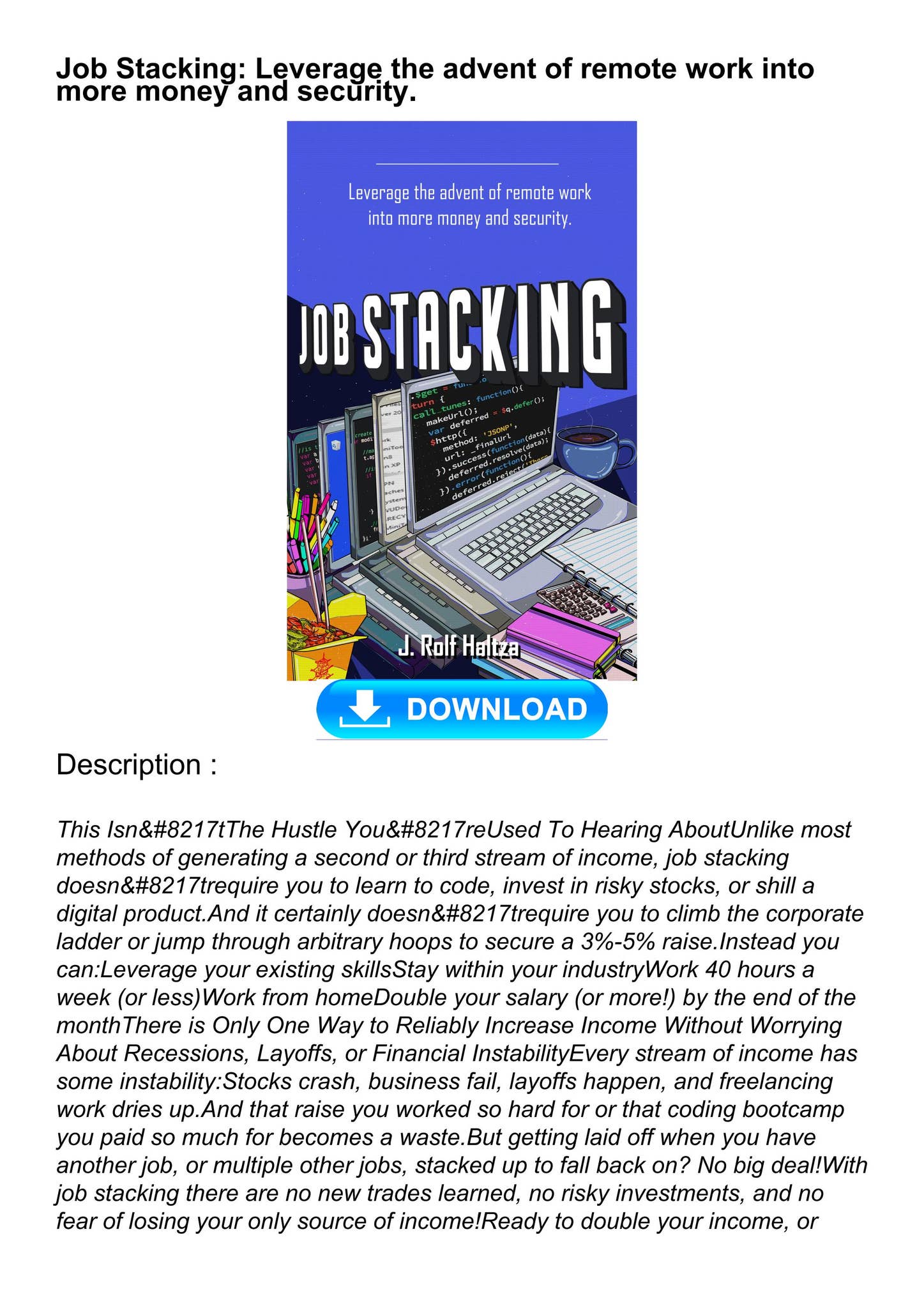 [⚡PDF] Download⭐ Job Stacking: Leverage the advent of remote work into ...