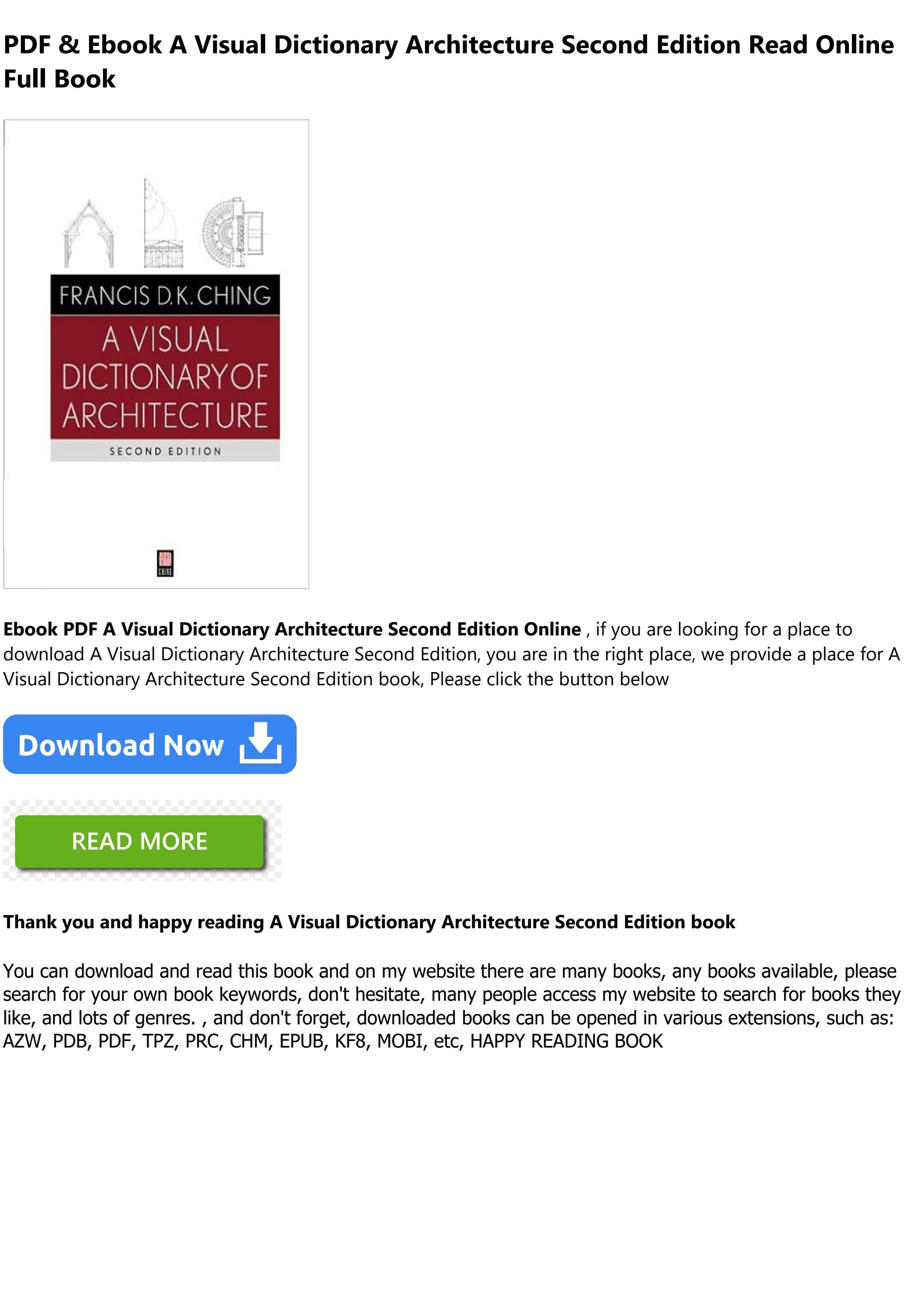 [DOWNLOAD -PDF-] A Visual Dictionary Architecture Second Edition TXT,PDF,EPUB by ...