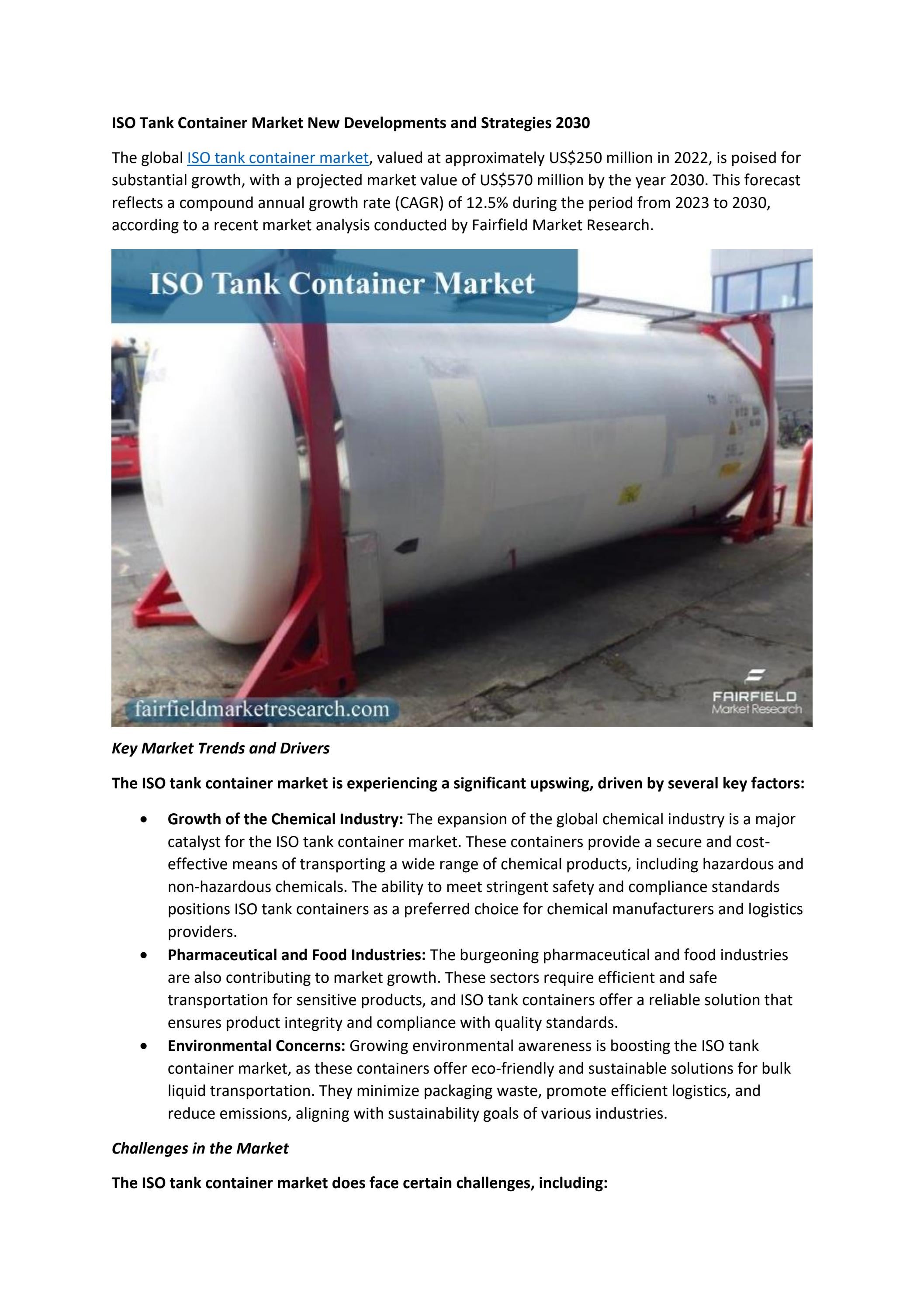 ISO Tank Container Market New Developments and Strategies 2030 by ...