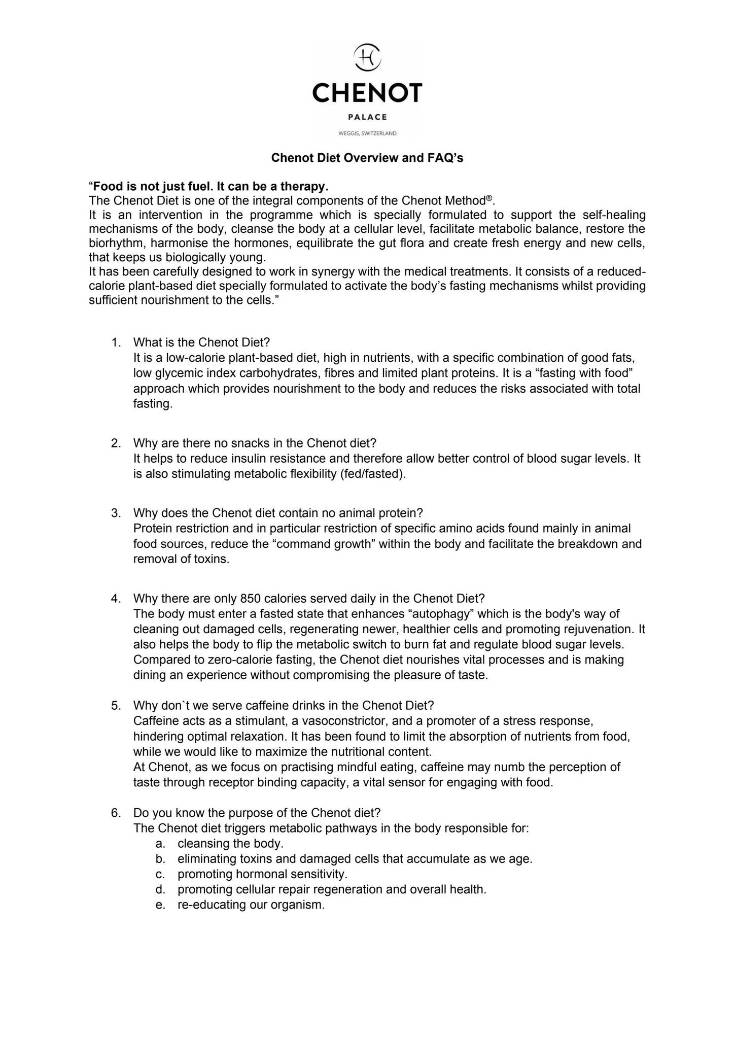 Chenot Diet® Overview and FAQ by Chenot - Issuu