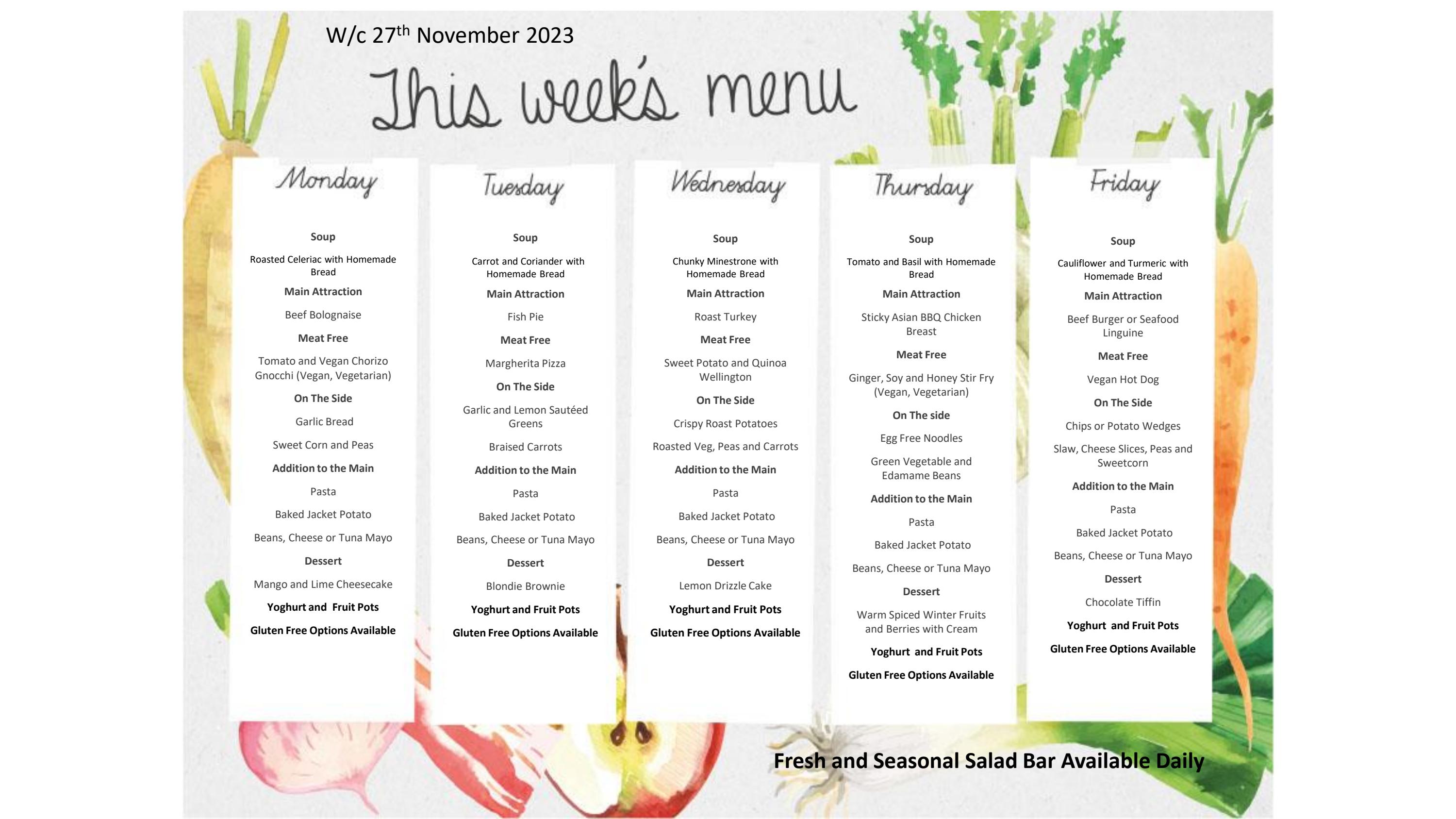 Lunch Menu - W/c 27 11 23 by Upton House School - Issuu