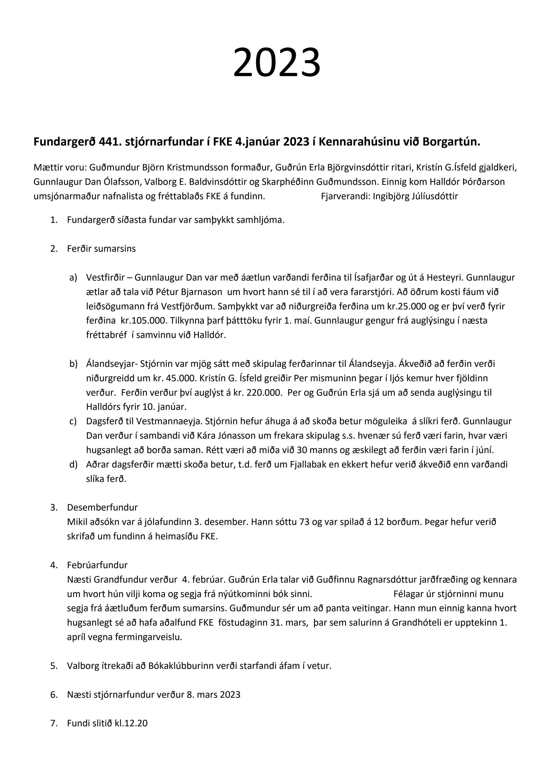 Fundargerðir stjórnar FKE 2023 by Halldór Þórðarson - Issuu