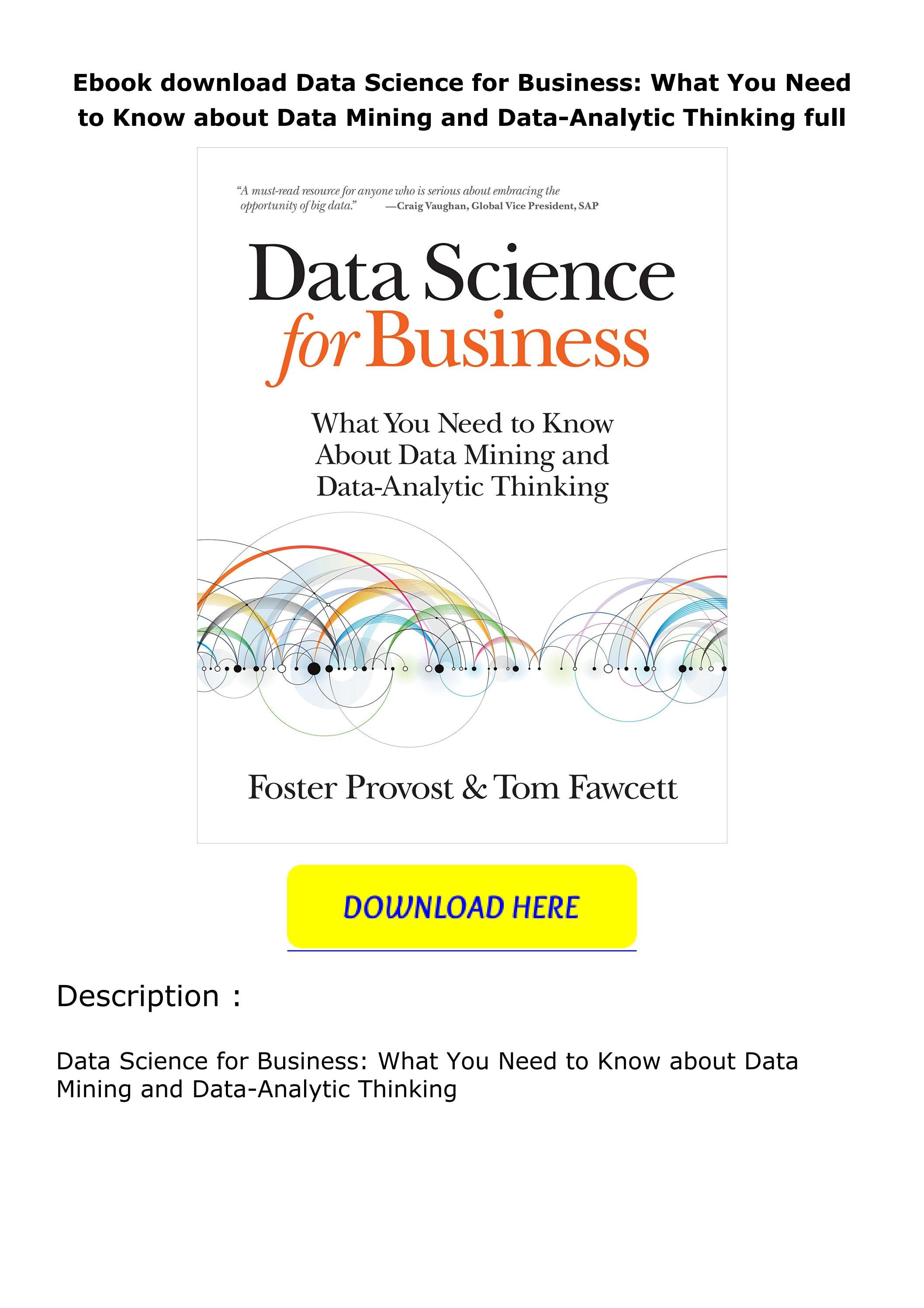 Ebook download Data Science for Business: What You Need to Know about ...