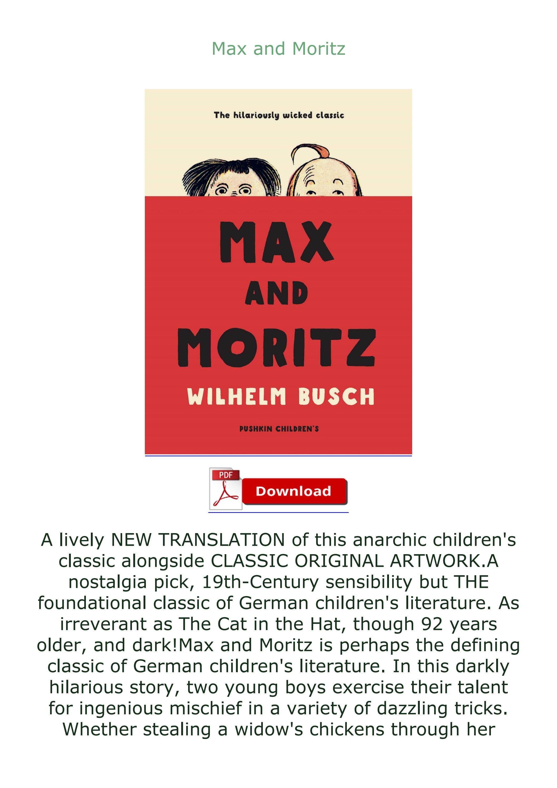 get [⚡PDF] ⚡DOWNLOAD⚡ Max and Moritz by nuyussawerrafdsa - Issuu