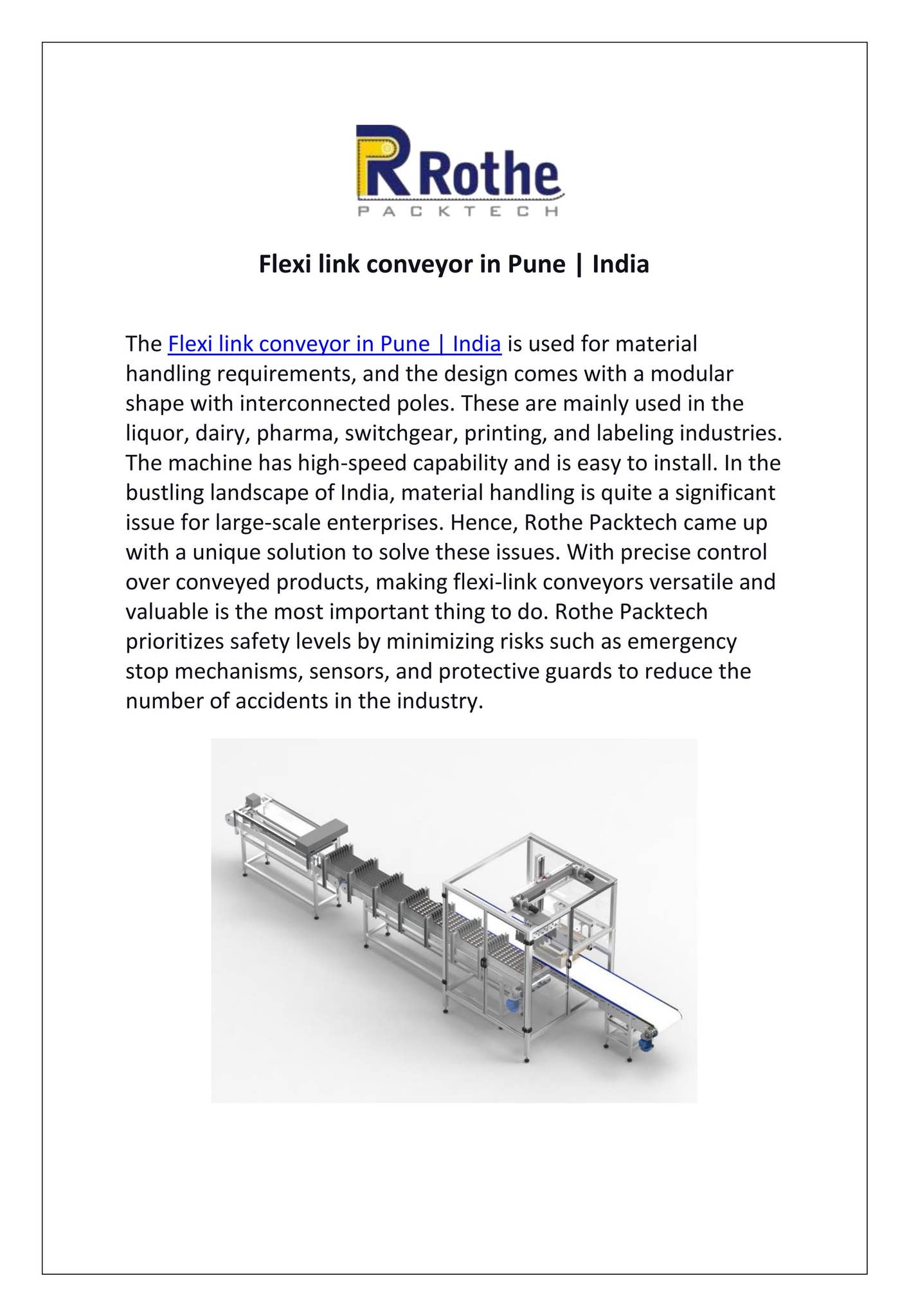 Flexi link conveyor in Pune | India by Rothe Packtech - Issuu