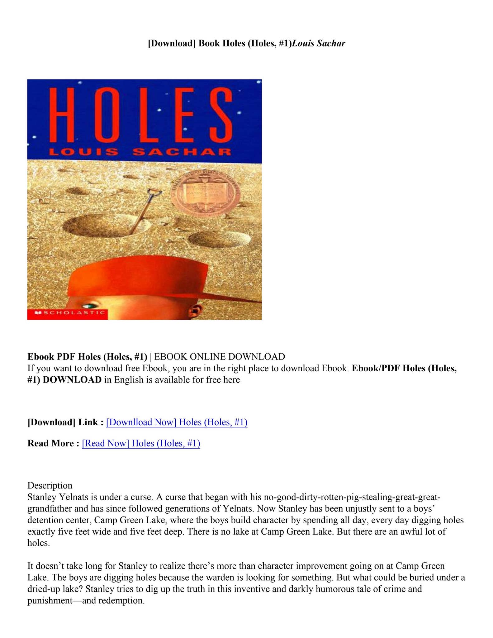 [PDF/ePub] Holes (Holes, #1) By Louis Sachar by tamarahwarde77 - Issuu
