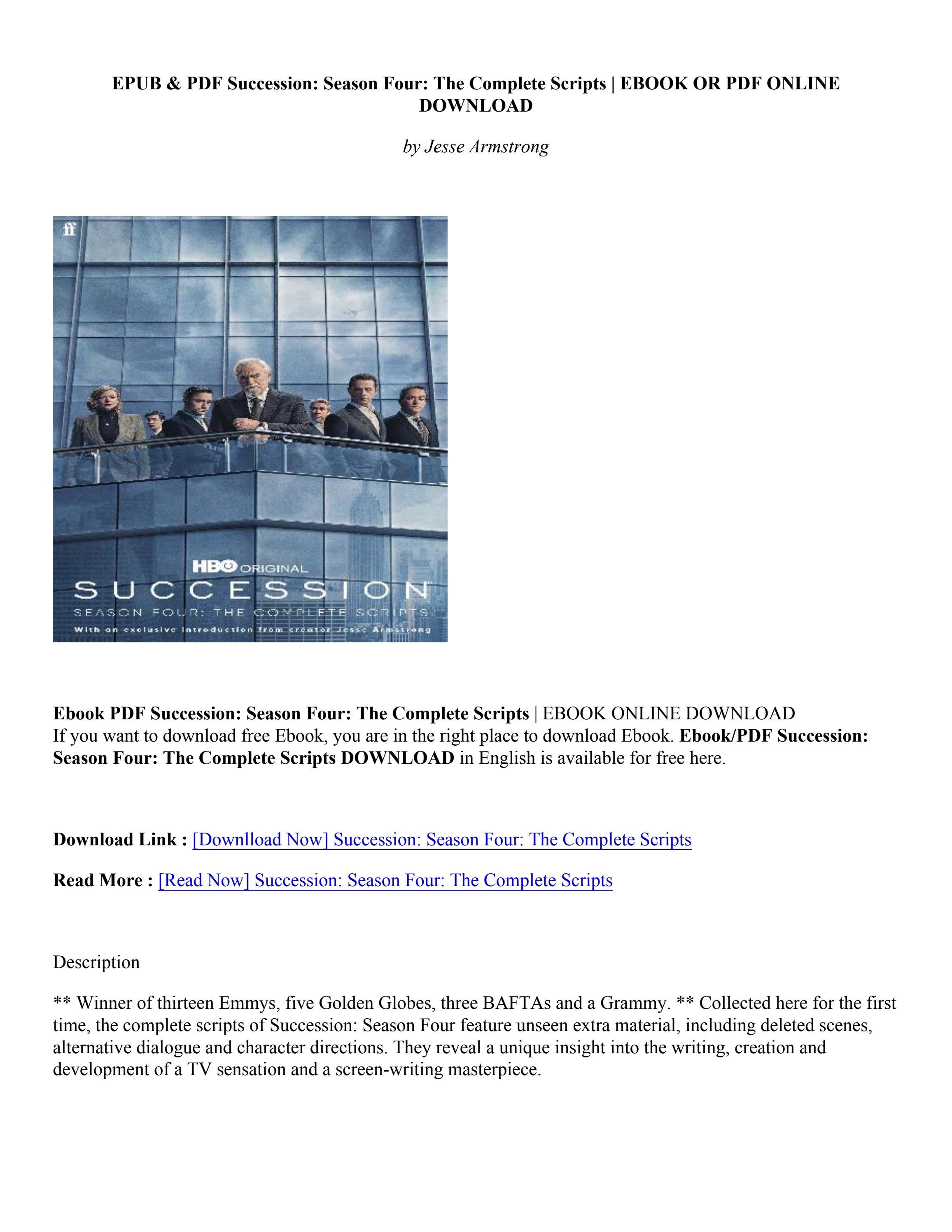 [PDF Download] Succession: Season Four: The Complete Scripts - Jesse ...