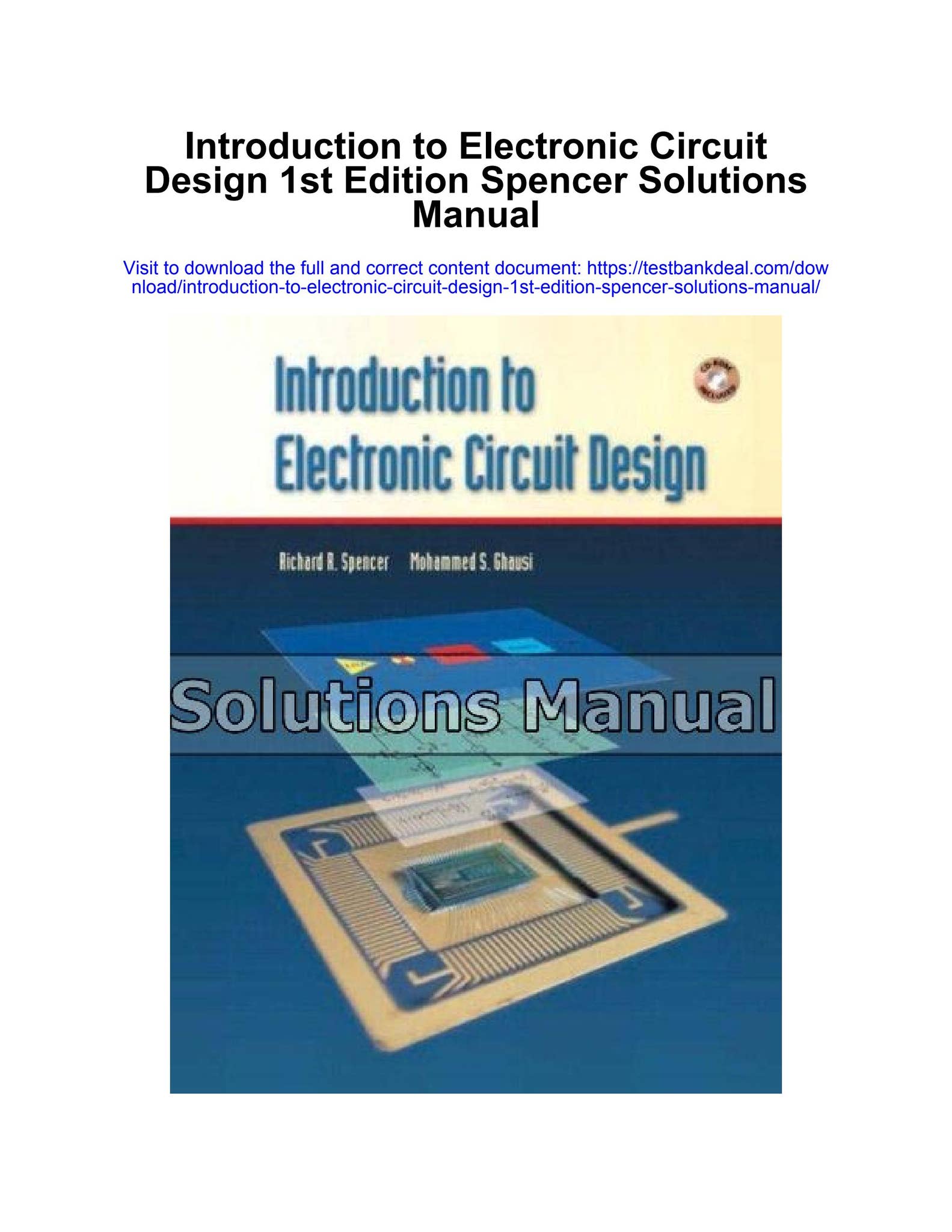 Introduction to electronic circuit design 1st edition spencer solutions ...