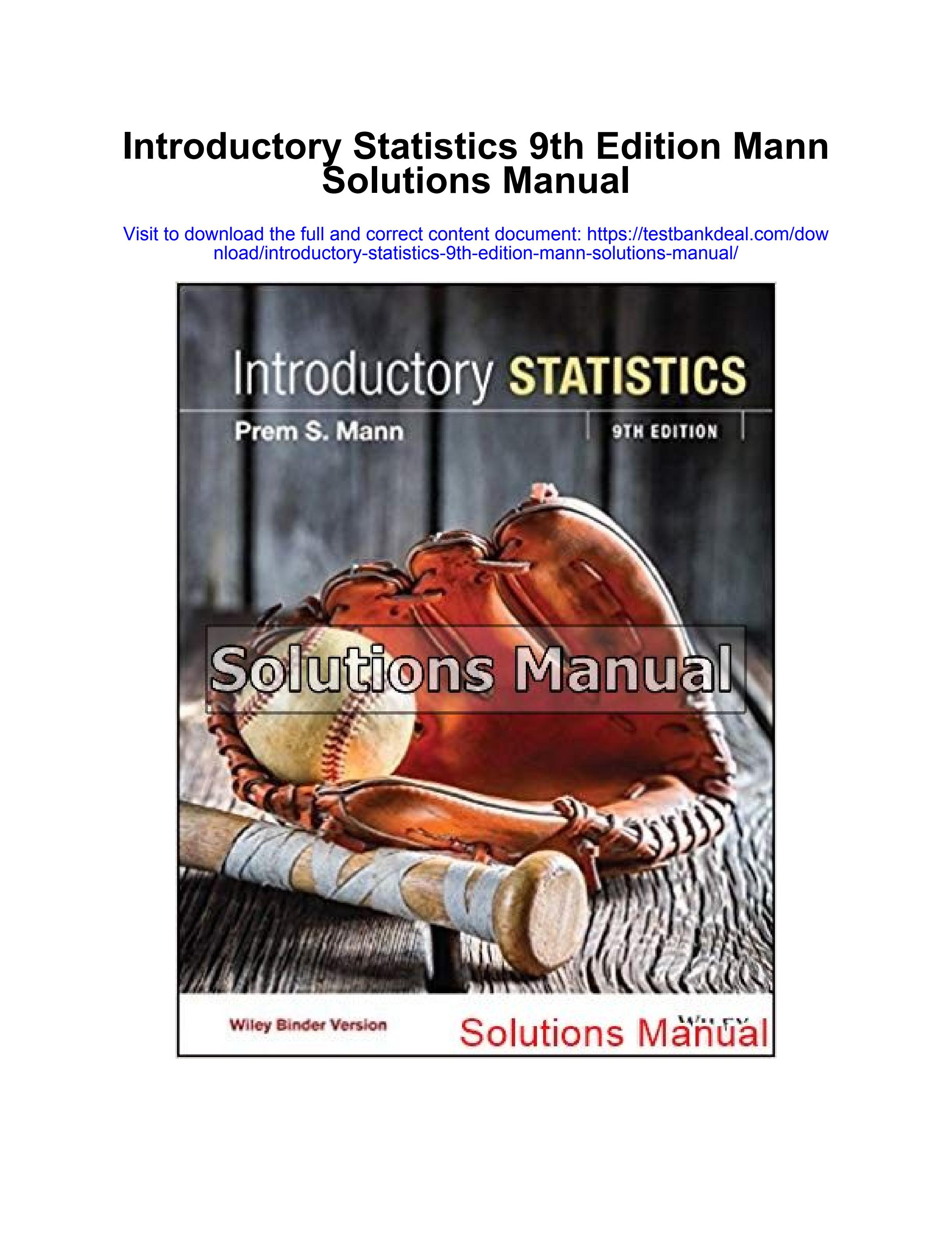 Introductory statistics 9th edition mann solutions manual by claud ...