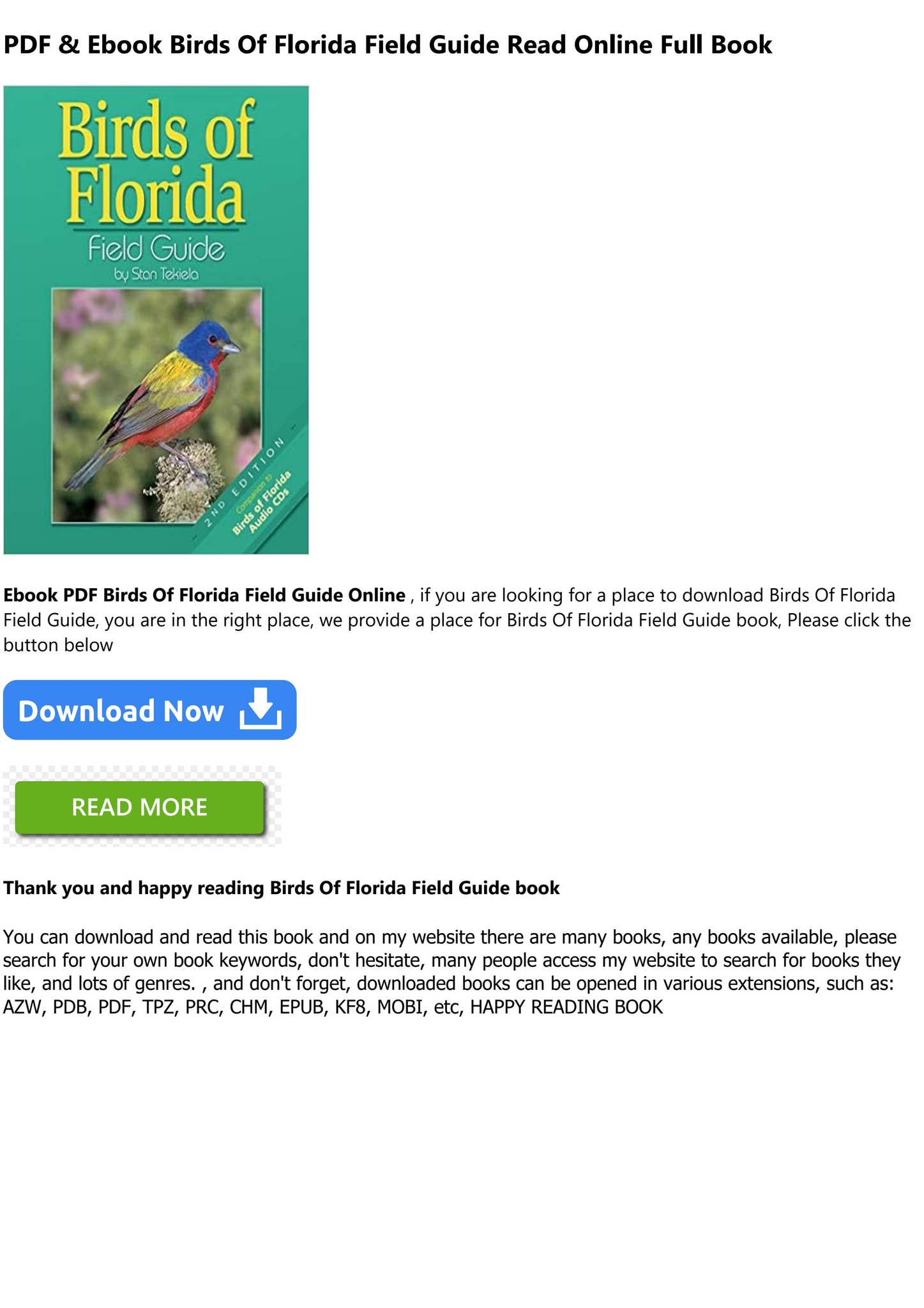 ~!PDF ~^EPub Birds Of Florida Field Guide TXT,PDF,EPUB by ...
