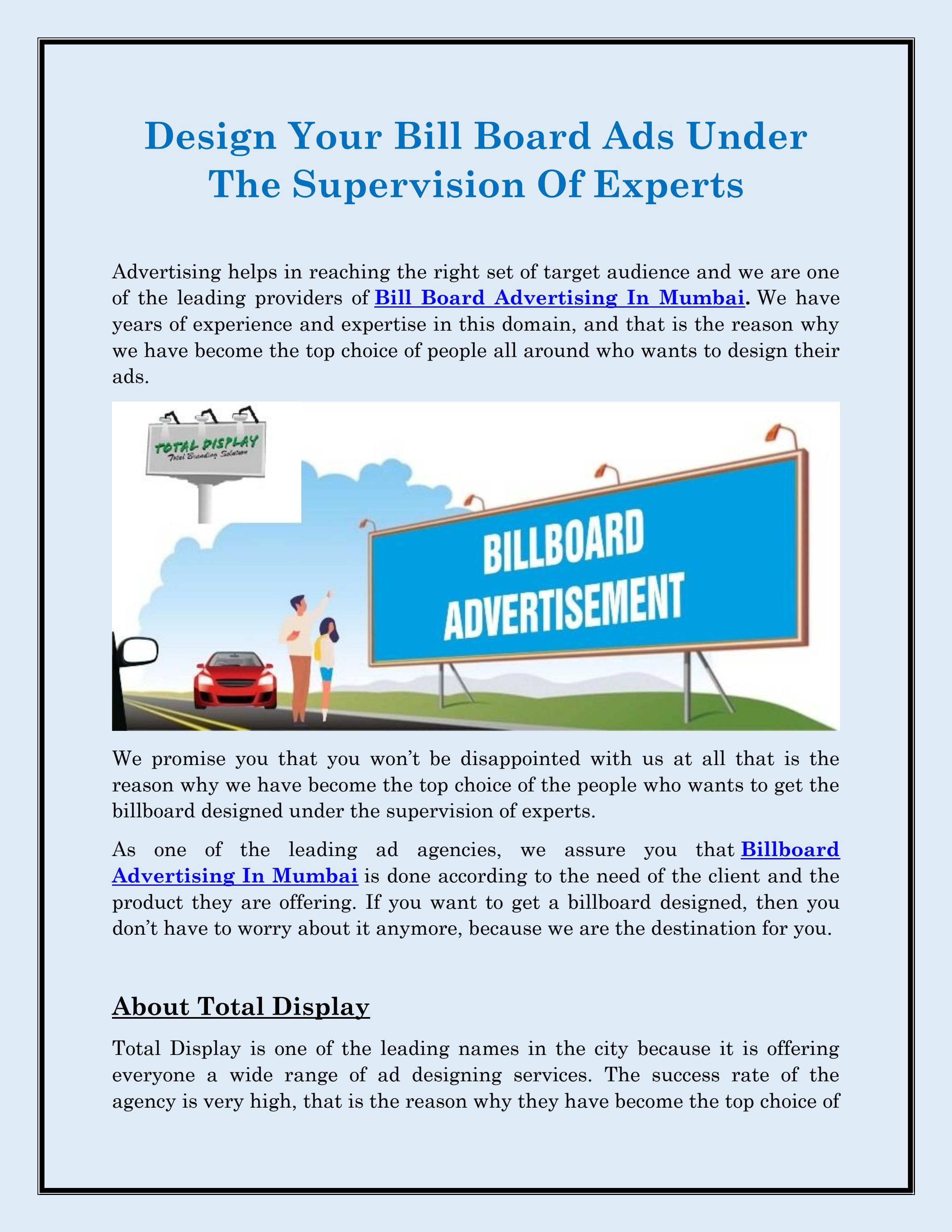 Bill Board Advertising In Mumbai by Total Display - Issuu