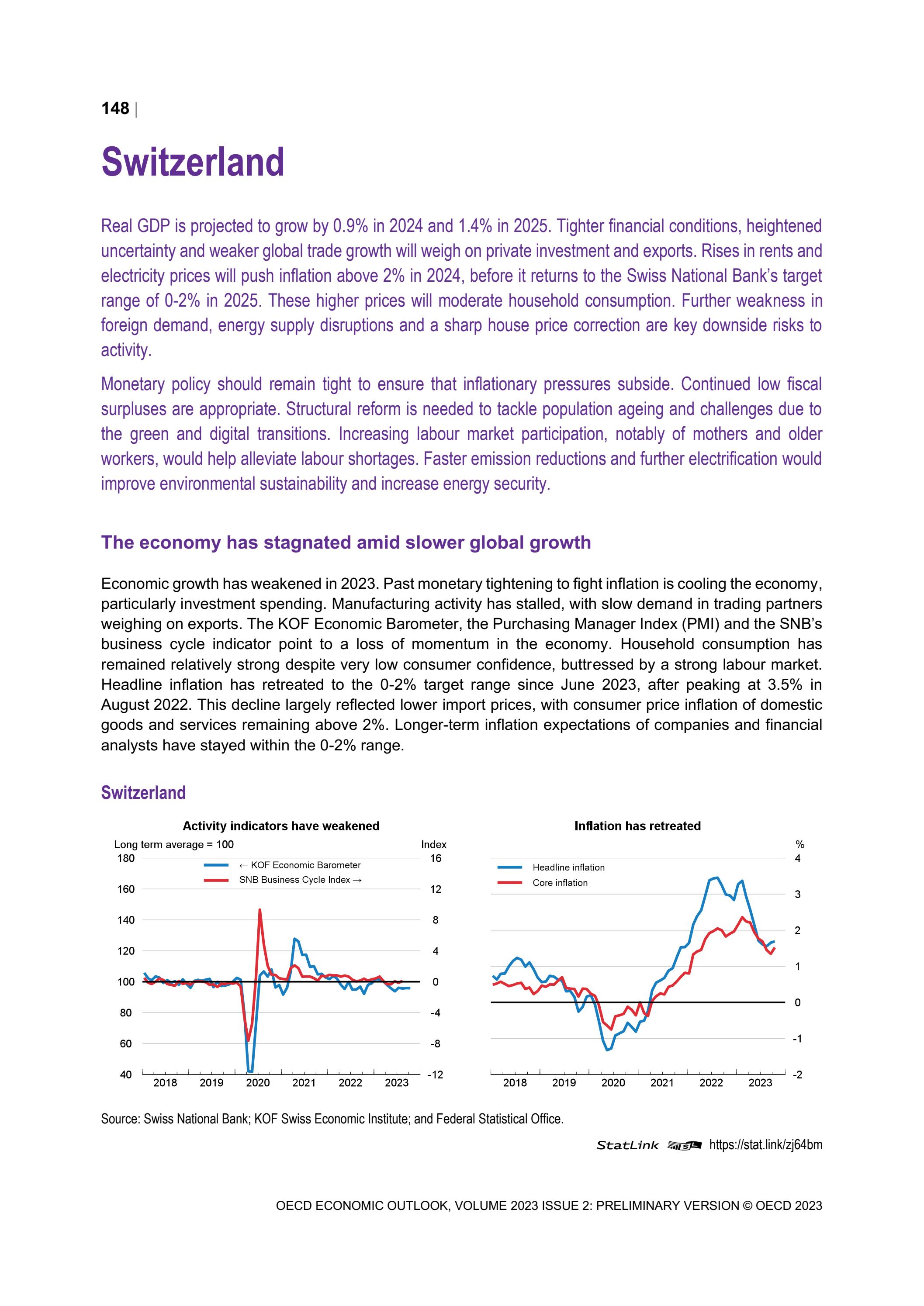 Switzerland projection note OECD Economic Outlook November 2023 by OECD ...