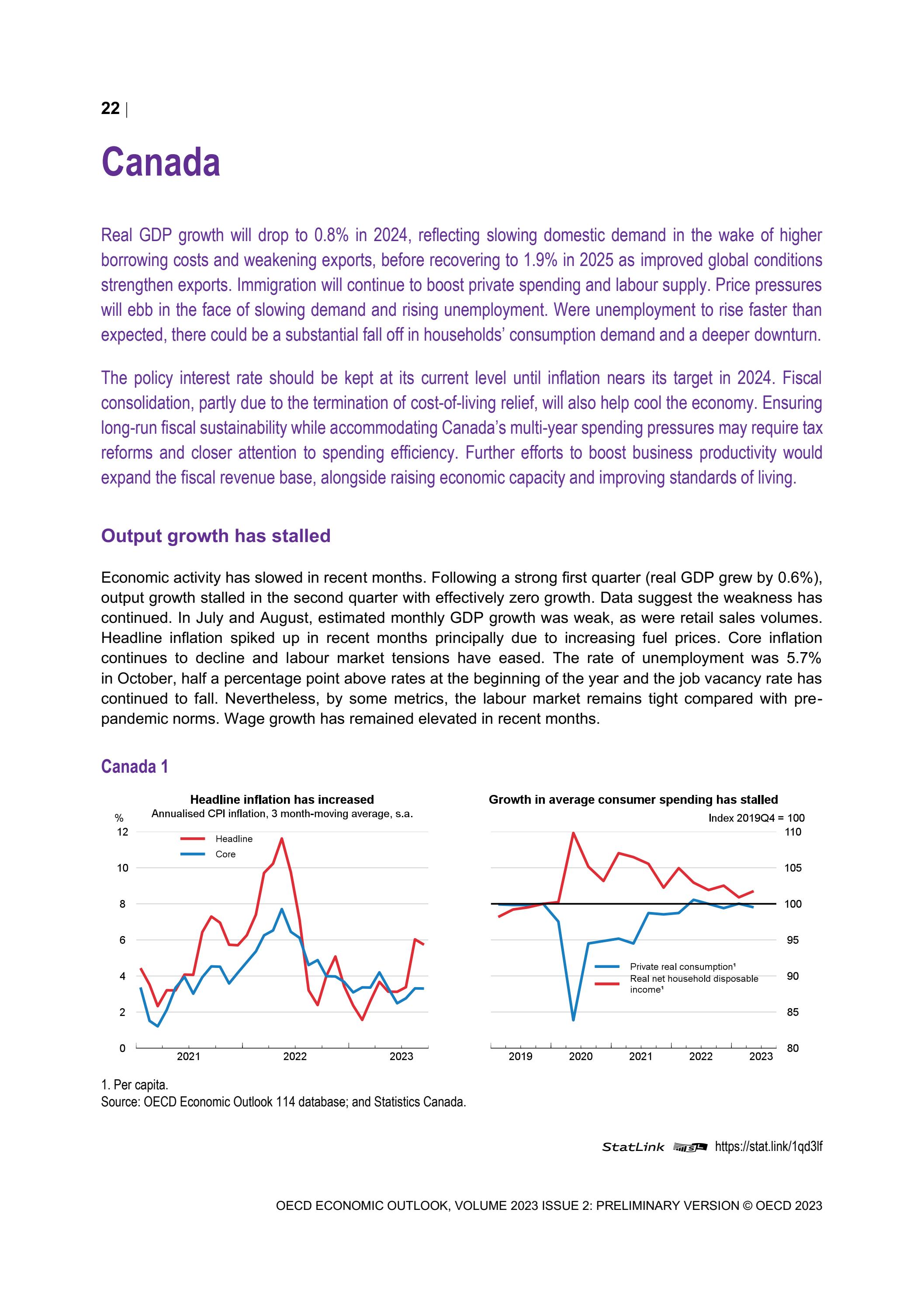 Canada projection note OECD Economic Outlook November 2023 by OECD - Issuu